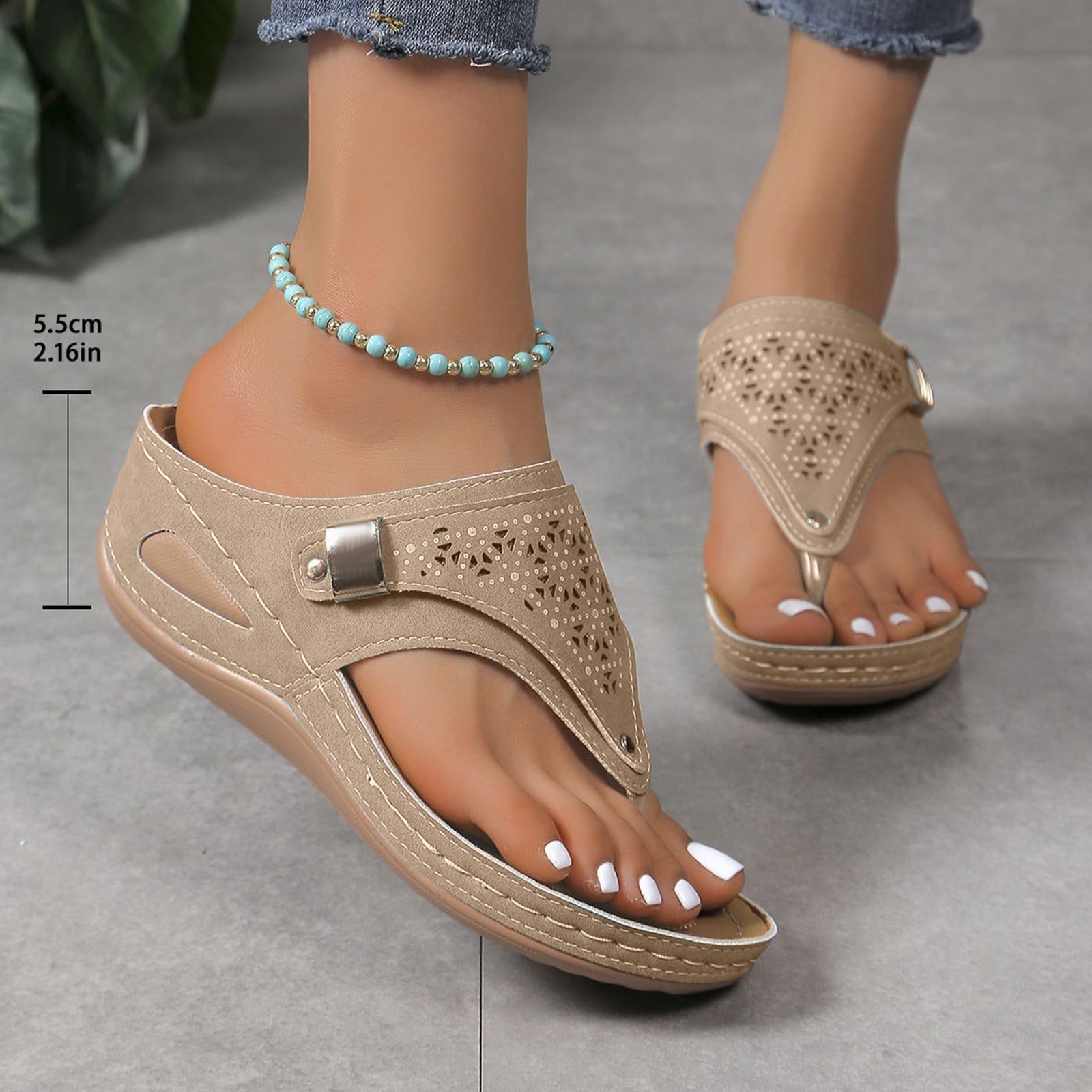 Women's Orthopedic Flip Flops 2025 Wedge Sandals with Arch Support ...