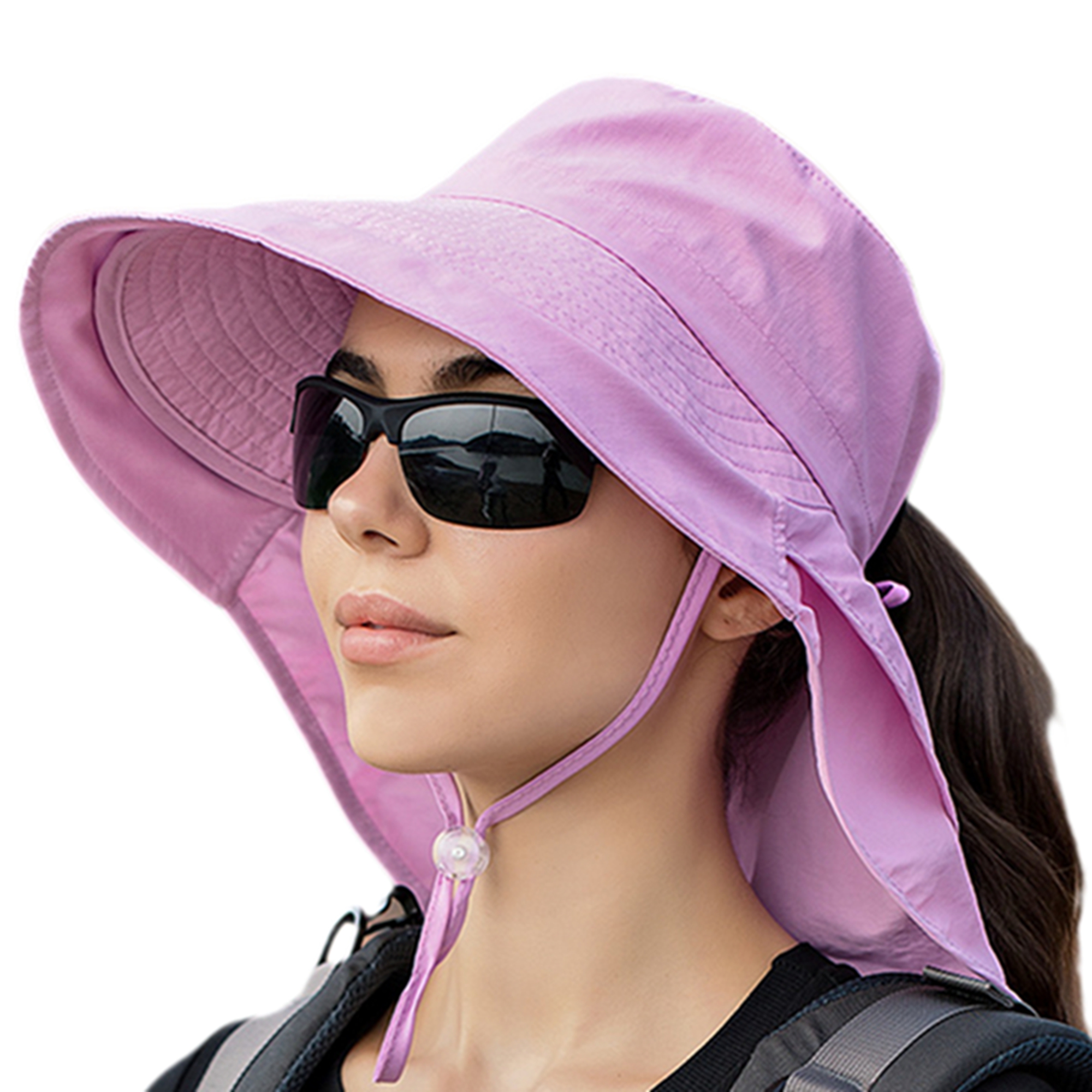 Women’s Outdoor Sun Hats, Wide Brim Ponytail Hiking Hat with Neck Flap ...