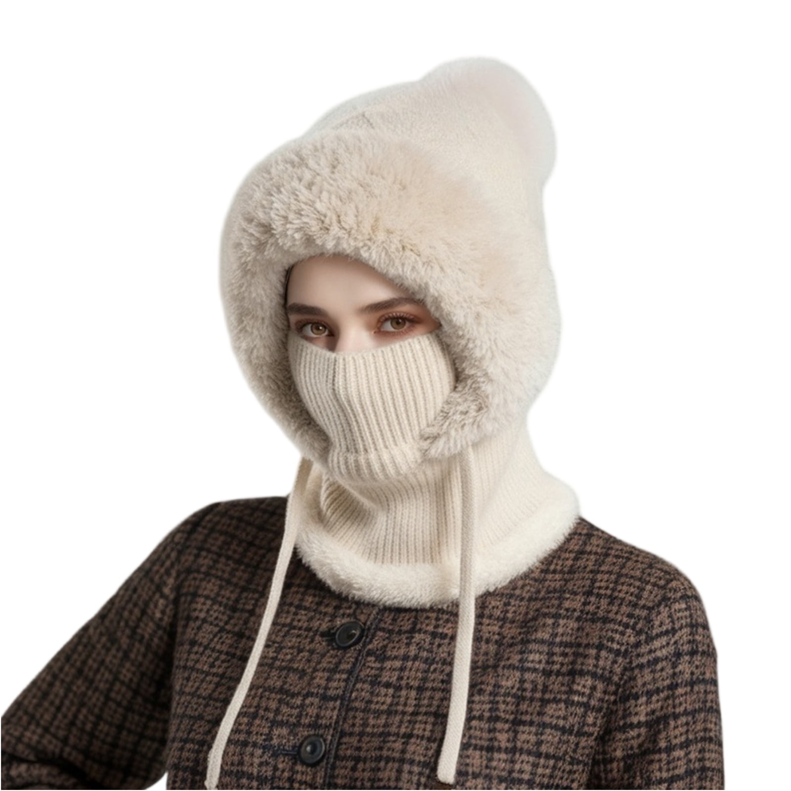 Women's Outdoors Windproof Scarf Hat, 3 in 1 Winter for Women, Warm ...
