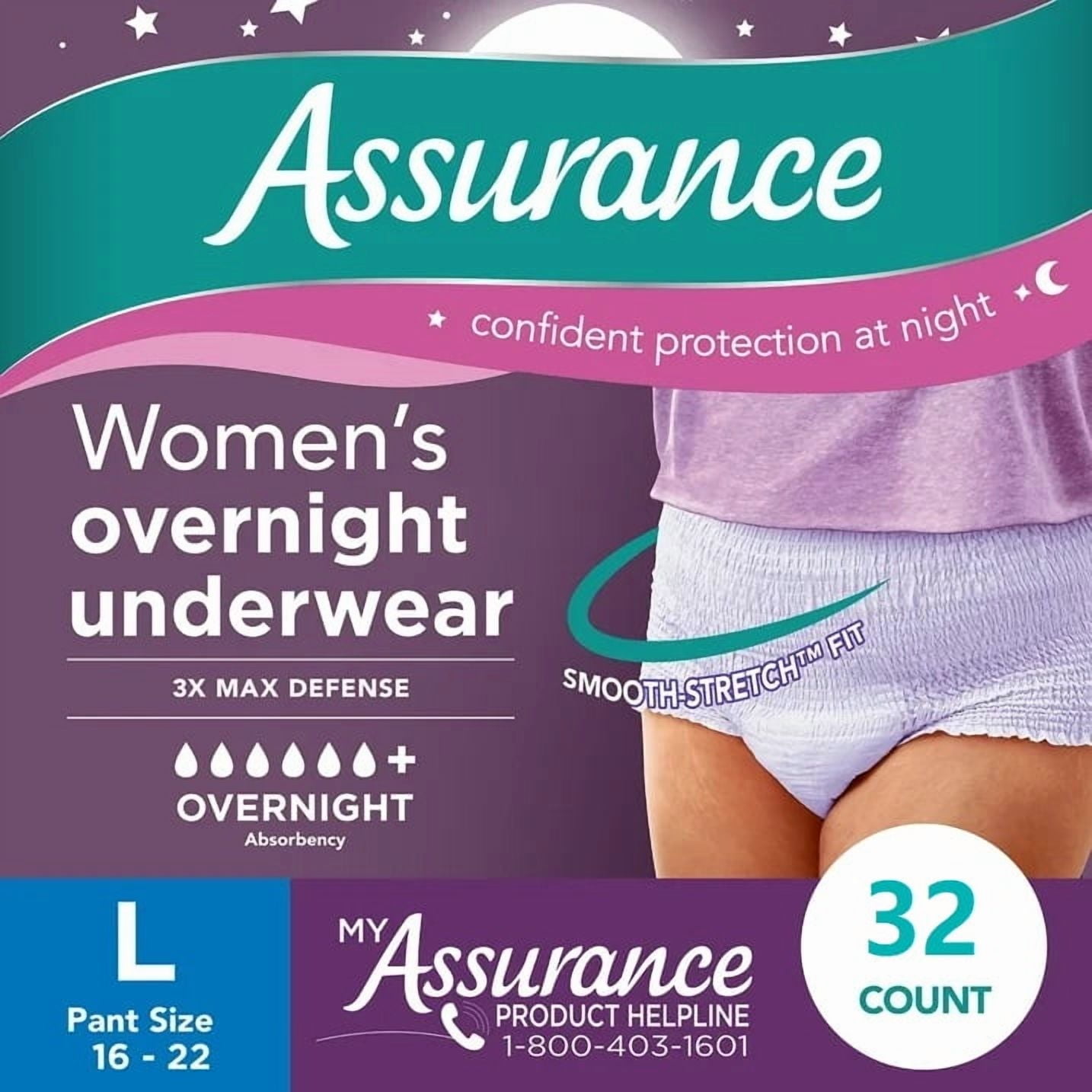 Women's Overnight Incontinence & Postpartum Underwear, L , Ultimate Absorbency (32 Count ...