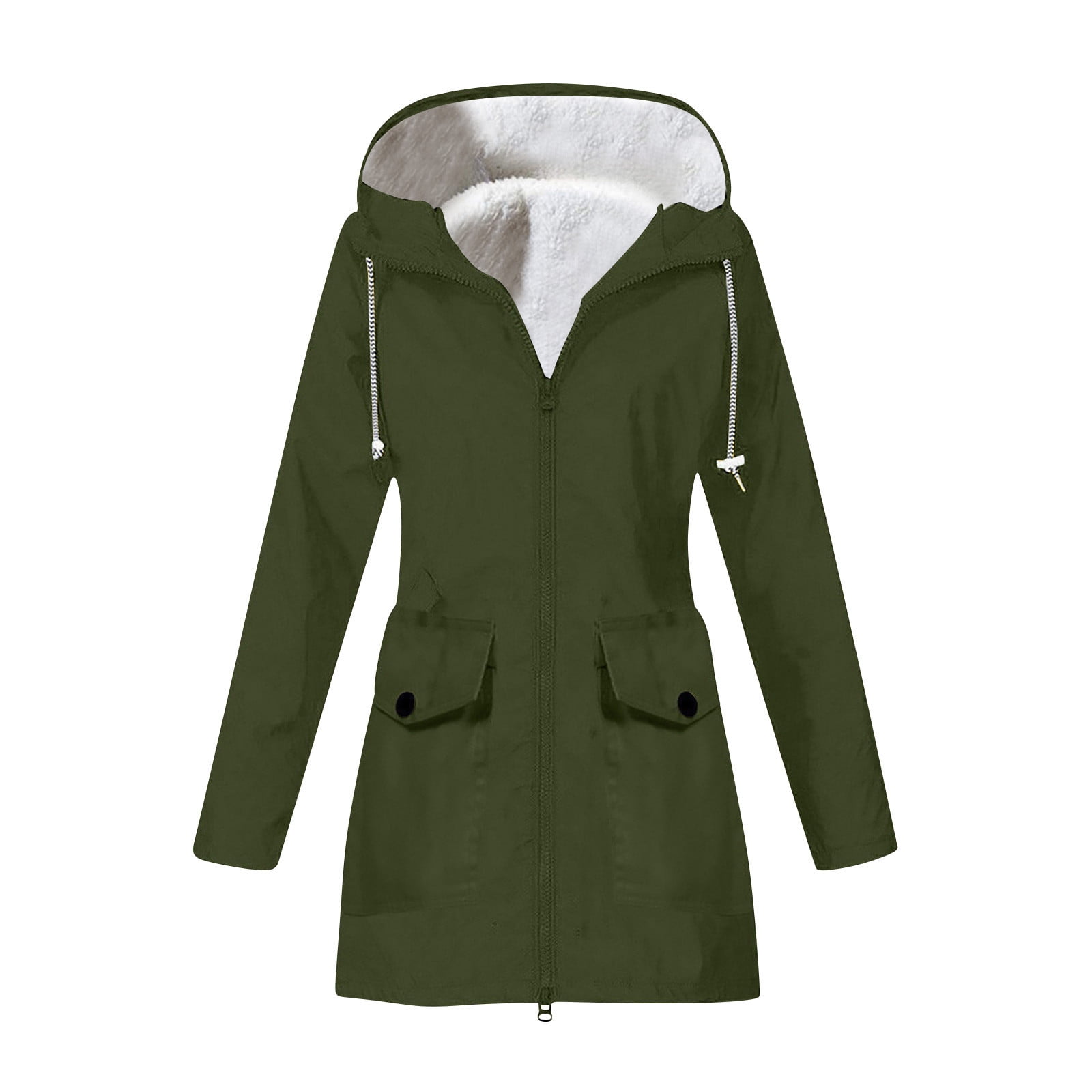 Women's Oversized Fleece Lined Jackets Outdoor Waterproof Warm Overcoat ...