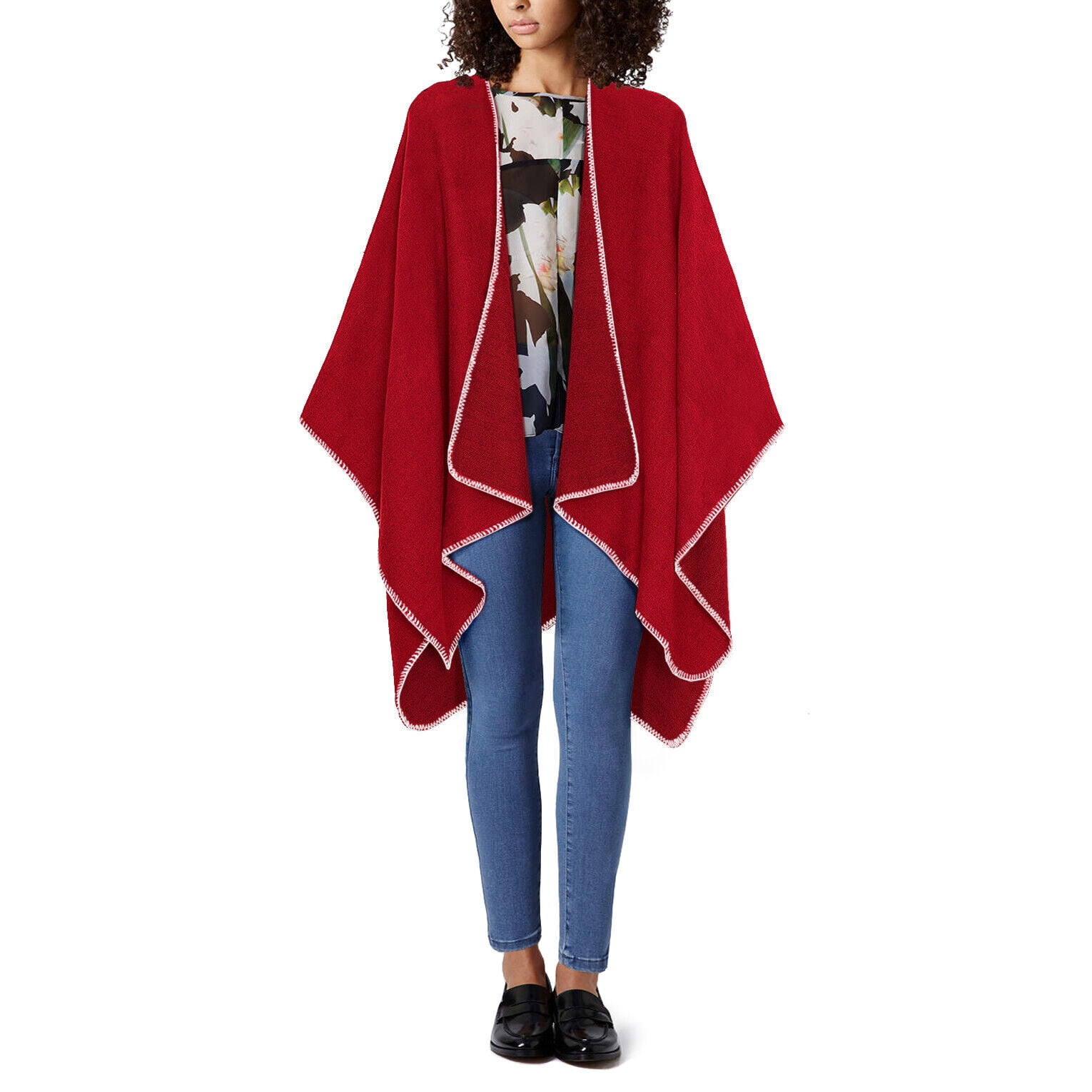Women's Oversized Ultra-Soft Winter Sweater Poncho Wrap Shawl Scarf ...
