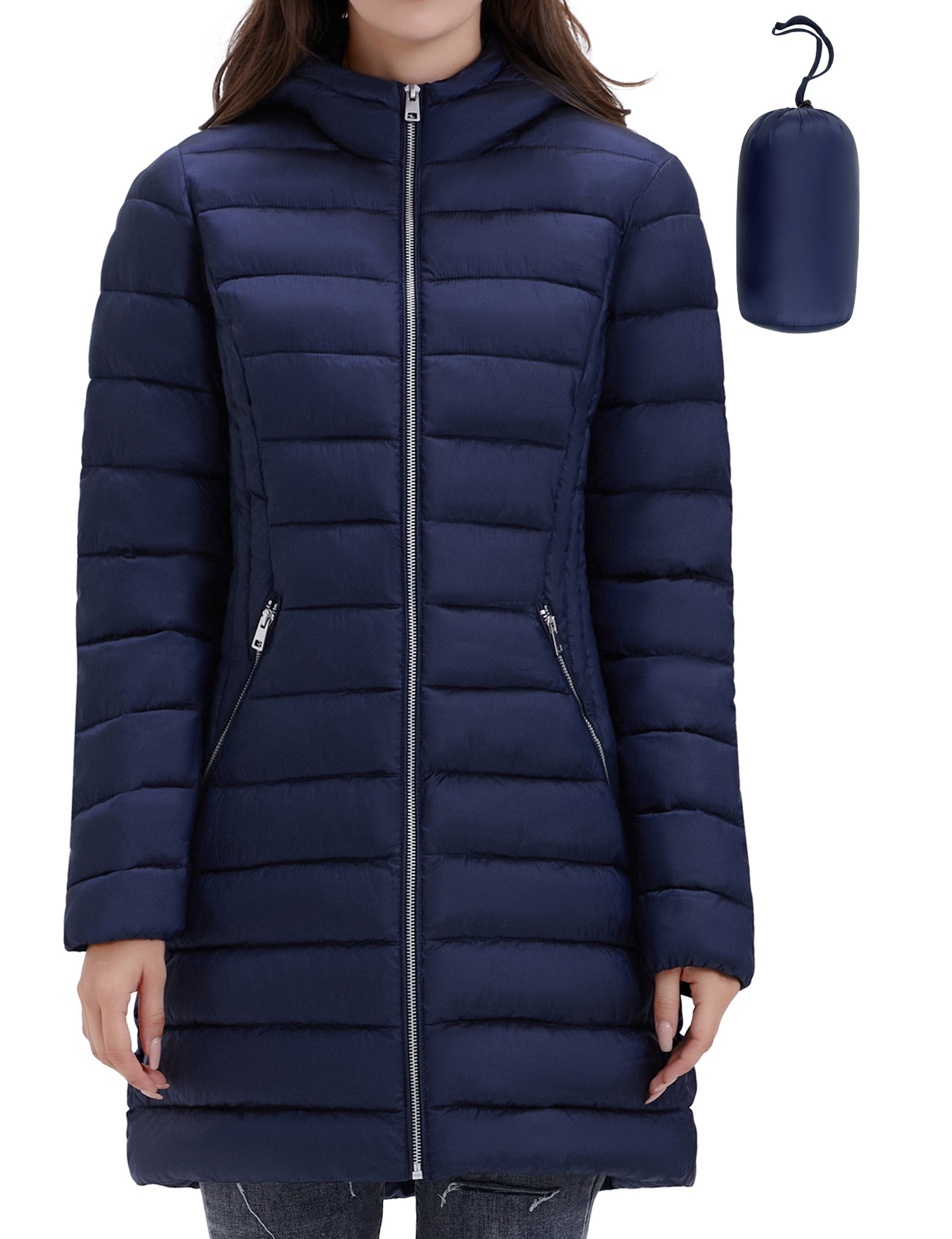 Women's Packable Puffer Coat - Lightweight Puffer Coat Hooded Long ...