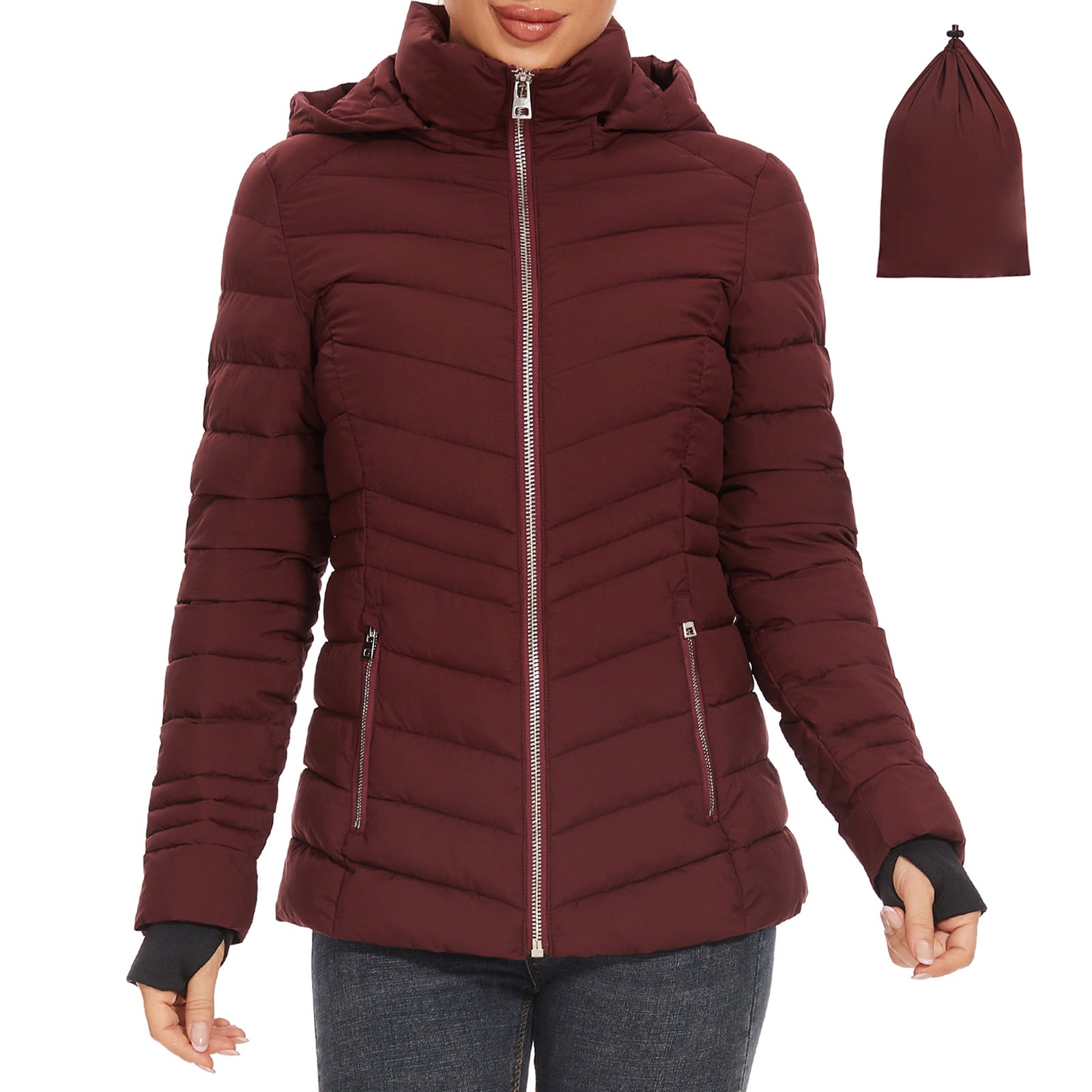 Women's Packable Puffer Jacket Lightweight Puffer Jacket Winter Warm ...