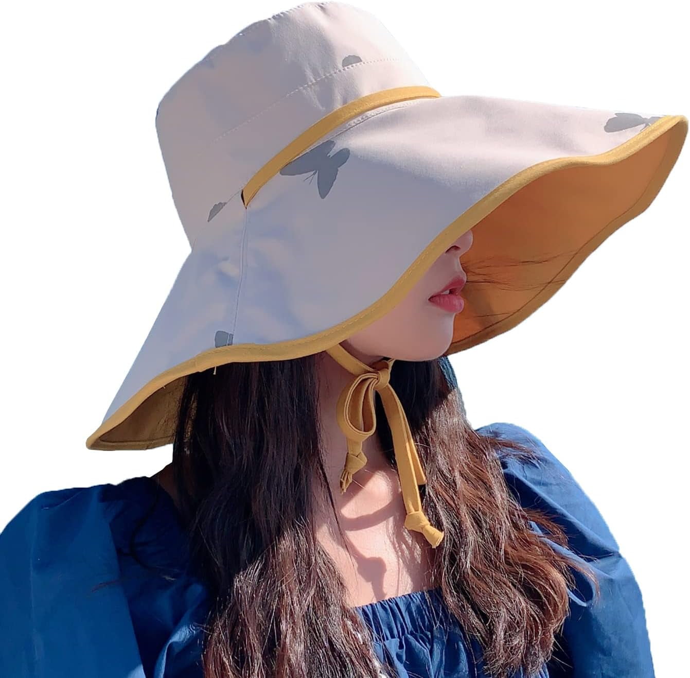 Womens Packable Reversible Bucket Hat Uv Sun Protection Wide Brim