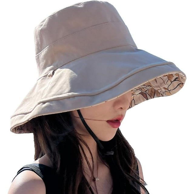 Women's Packable Reversible Bucket Hat UV Sun Protection Wide Brim Summer Beach Cap - Walmart.com