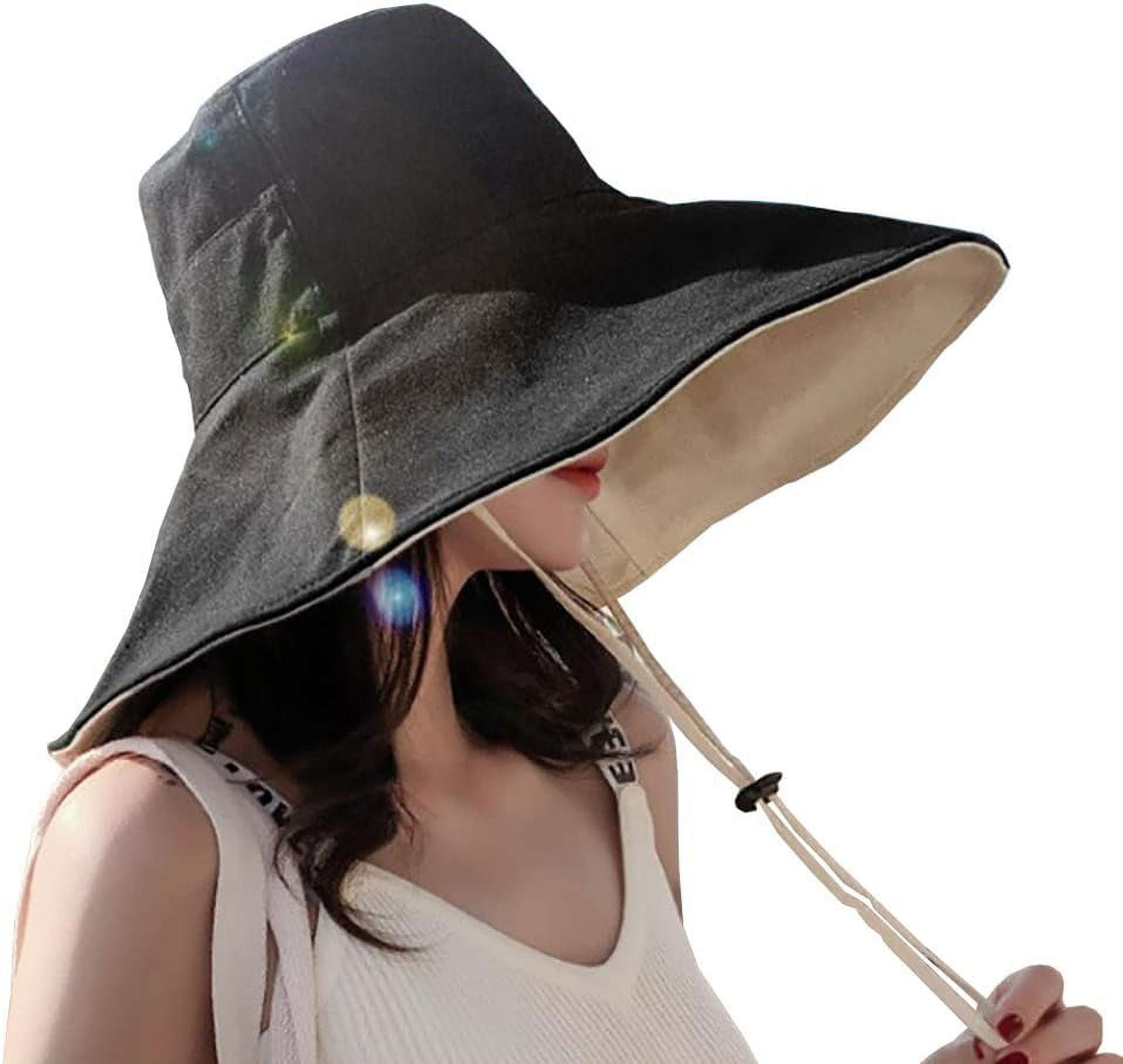 Womens Packable Reversible Bucket Hat Uv Sun Protection Wide Brim
