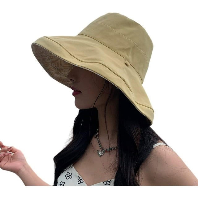 Women's Packable Reversible Bucket Hat UV Sun Protection Wide Brim Summer Beach Cap - Walmart.com