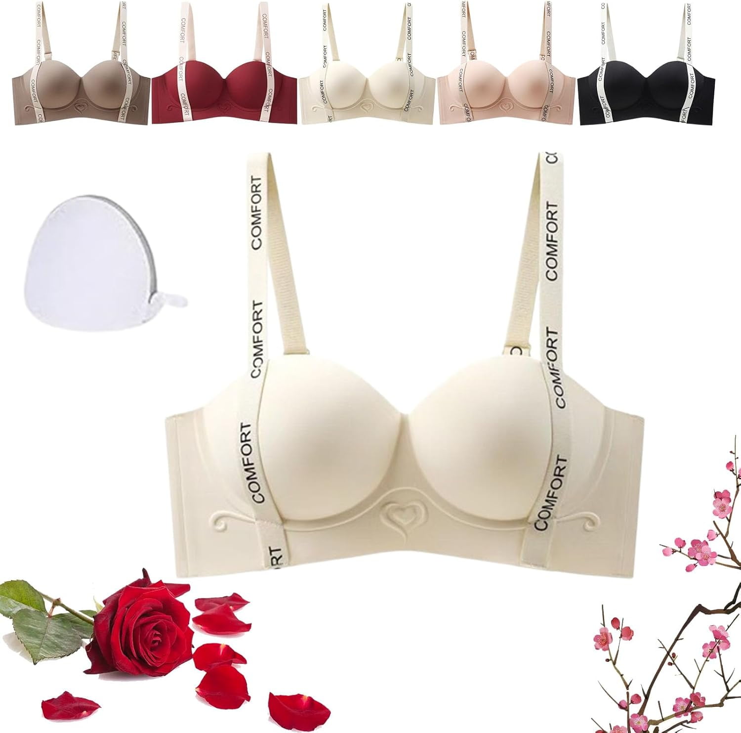 Women's Padded Push - Up Wireless Comfort Bra - Soft & Supportive ...