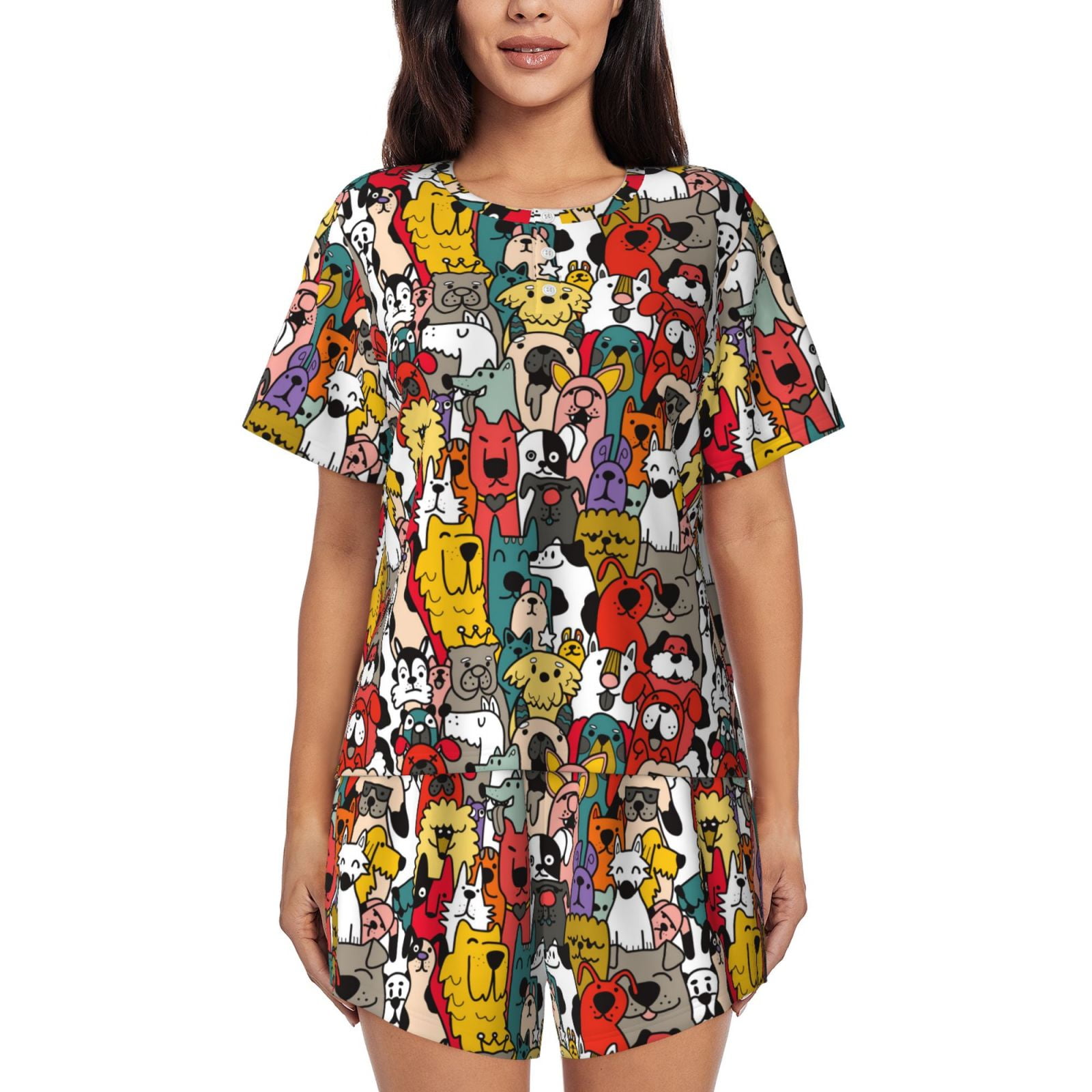 Women's Pajama Sets - Cute Dog Puppy No.1037 Summer Pajamas for Women ...