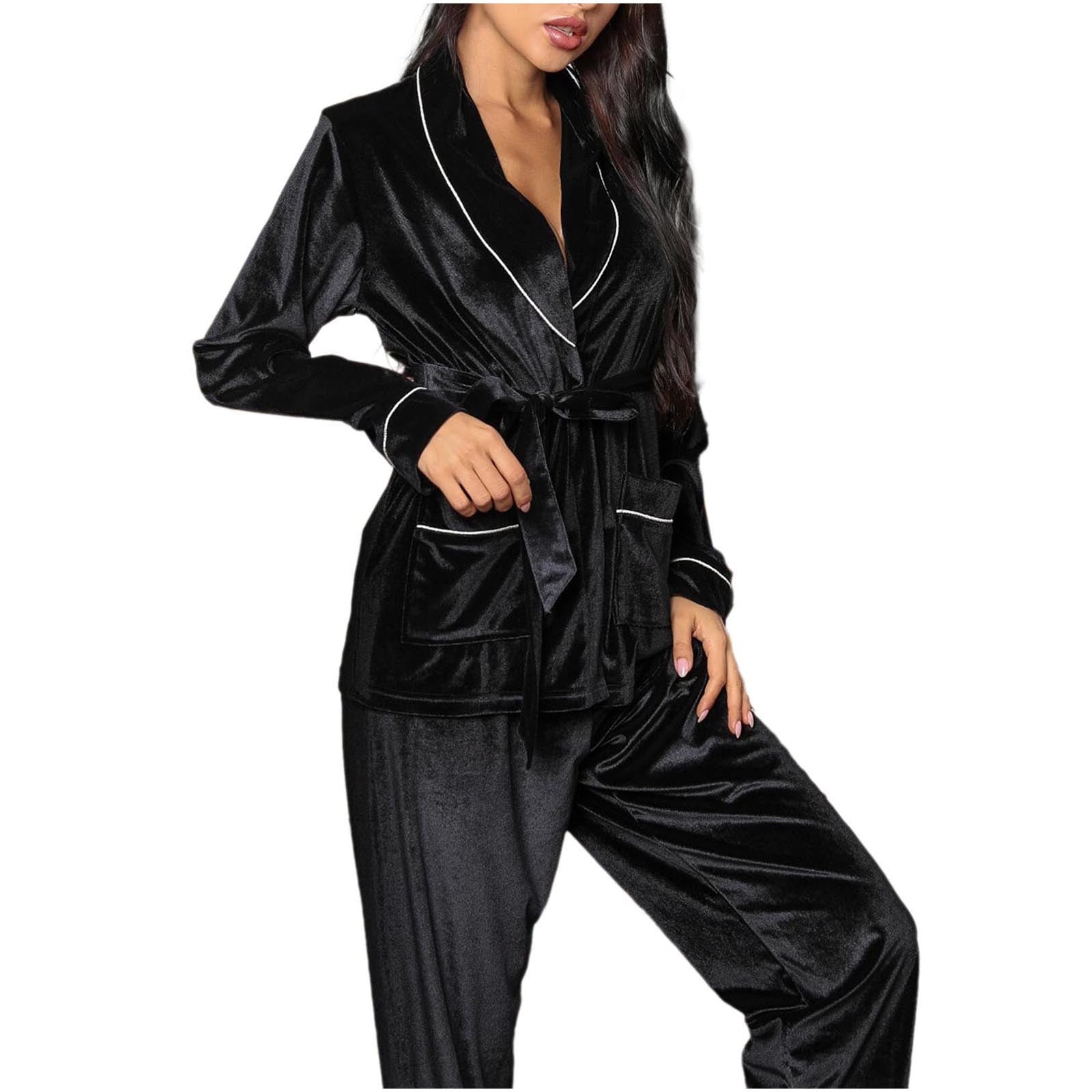Women's Pajama Sets Ladies Padded Thickened Autumn Winter Can Be Worn ...