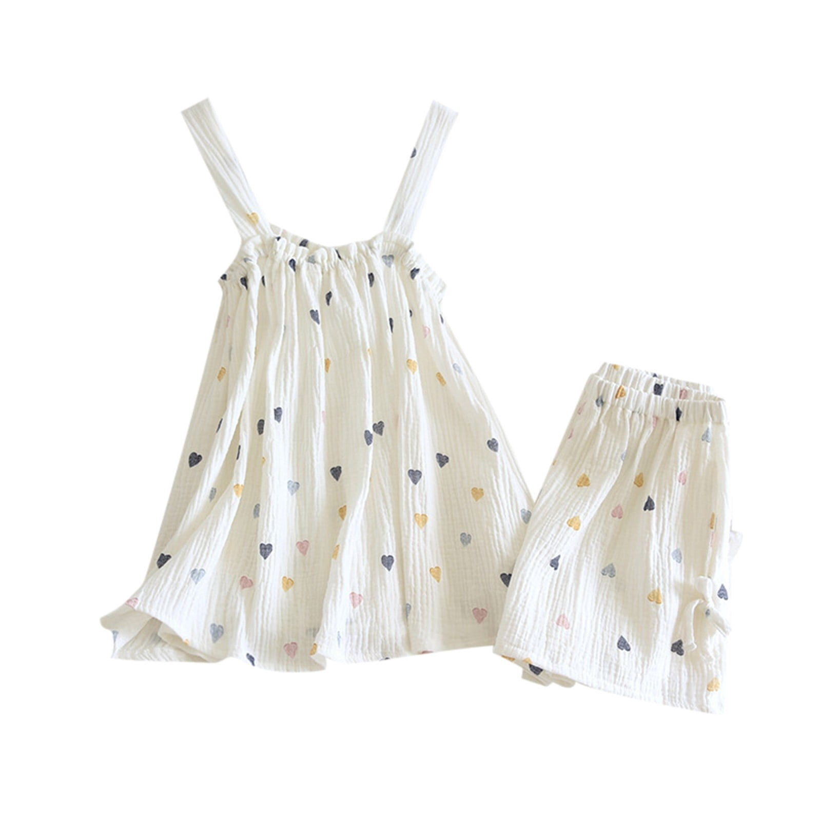 Women's Pajamas Girl's Suspender Shorts Vest Set Sweet Loose Fitting ...