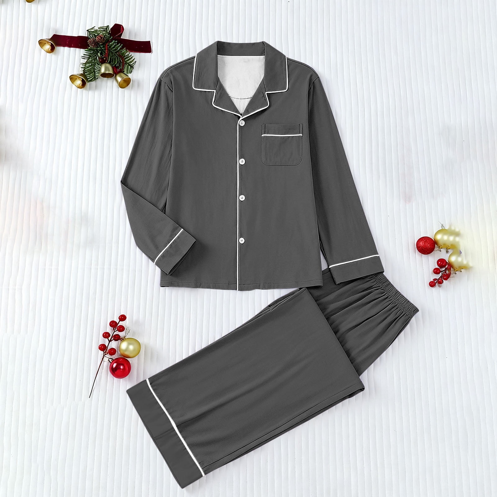 Women's Pajamas Set Soft Long Sleeve Button Shirt and Wide Leg Pants ...