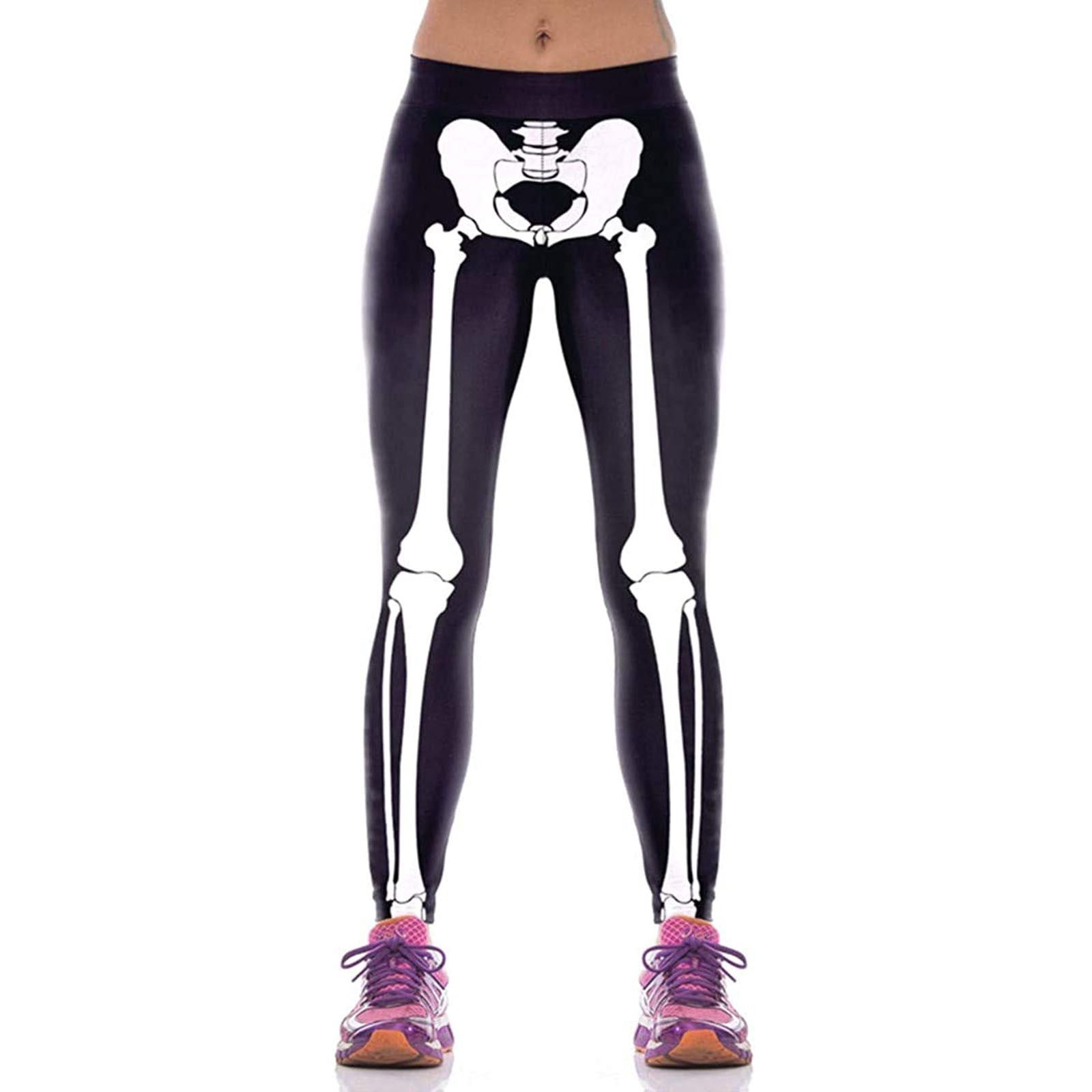 Women's Pants Skeleton Print Leggings Bone Leg Black Spandex Tight ...