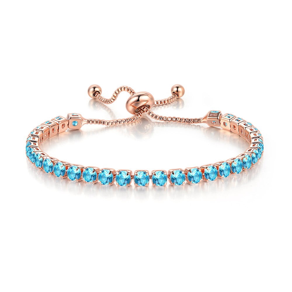 Women's Paris Jewelry 18k Rose Gold 6Cttw Created Blue Topaz Round ...