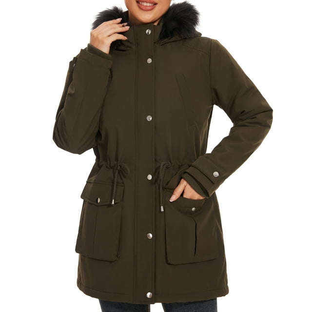 Women's Parka Coat Hooded Warm Parka Jacket Long Winter Coat with ...