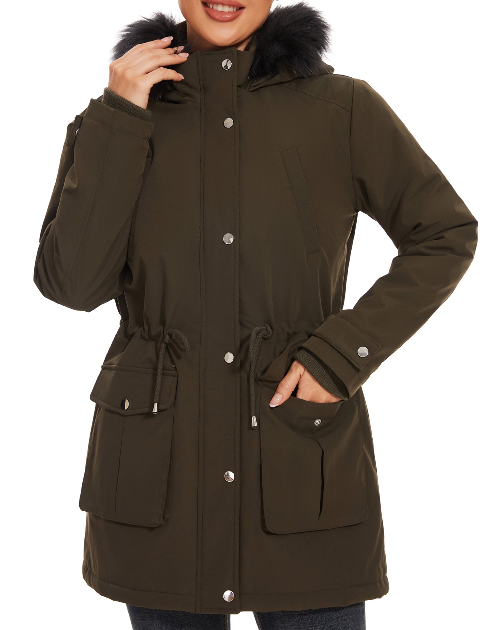 Women's Parka Coat Hooded Warm Parka Jacket Long Winter Coat with ...