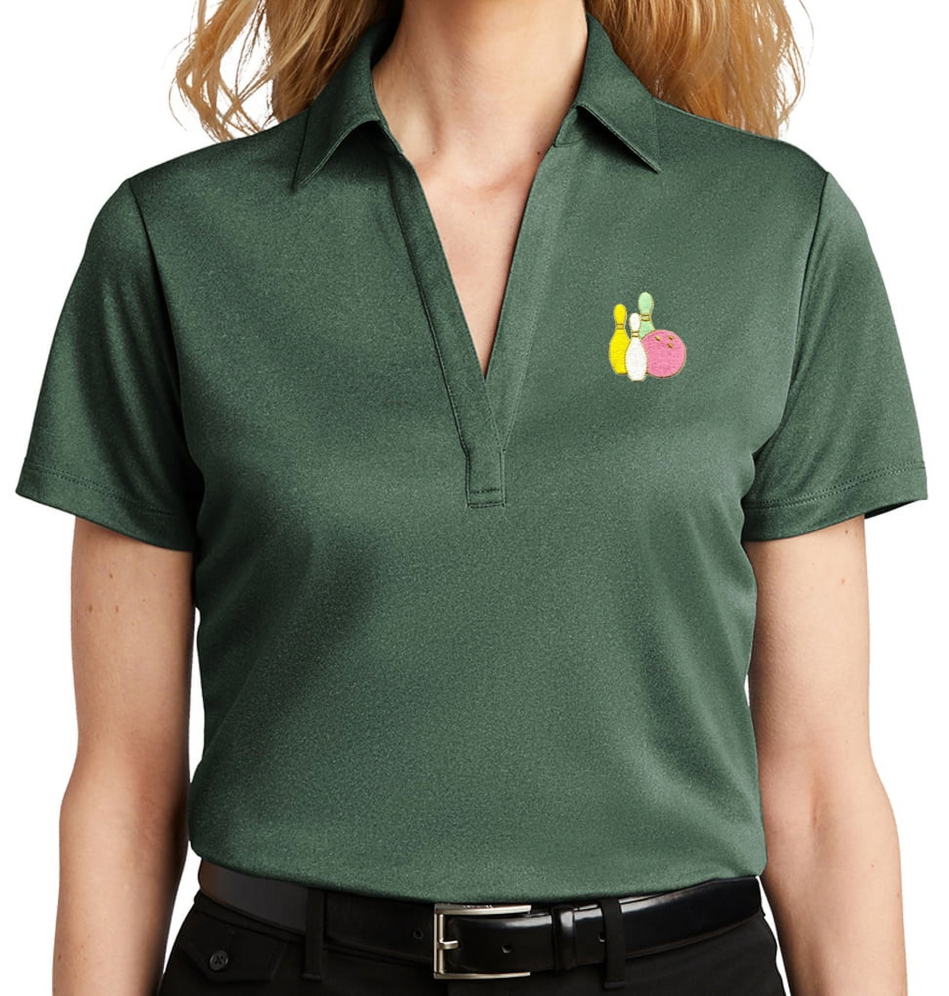 Women's Pastel Bowling Pins No Button Polo Shirt, 4XL Green Glen ...