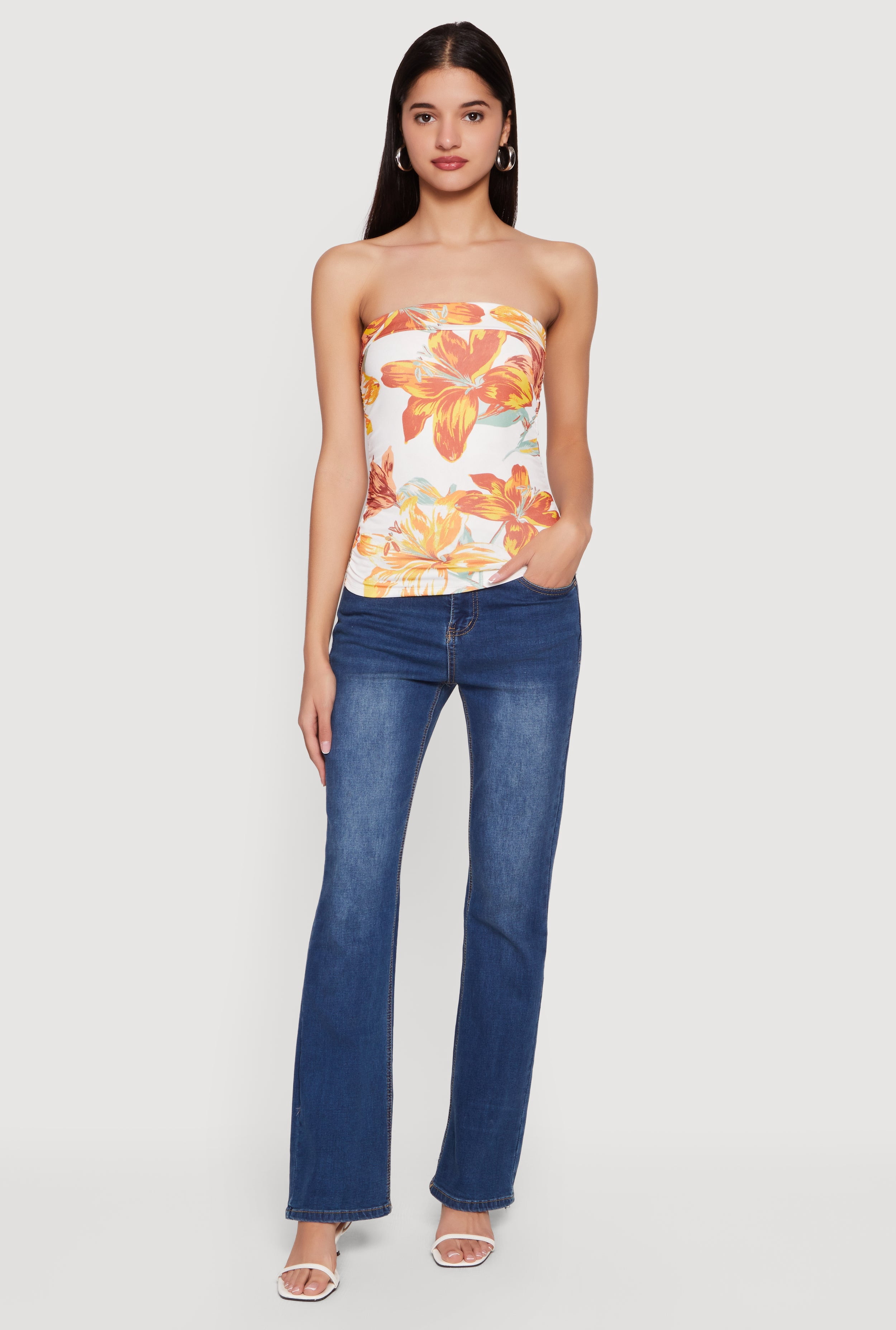 Women's Patterned Ruched Side Tube Top - Walmart.com