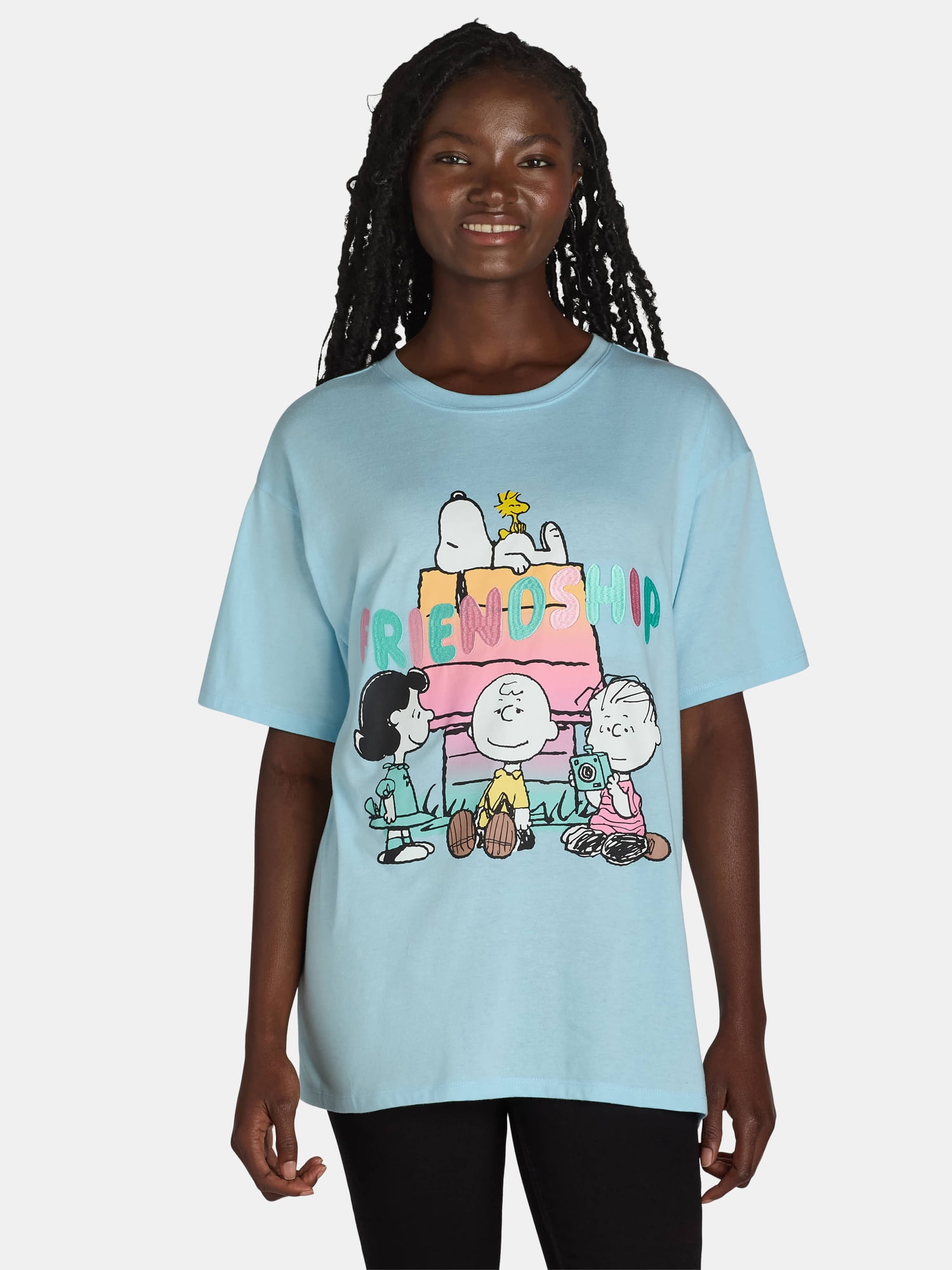 Peanuts Women's Graphic and Embroidered Tee with Short Sleeves, Sizes ...