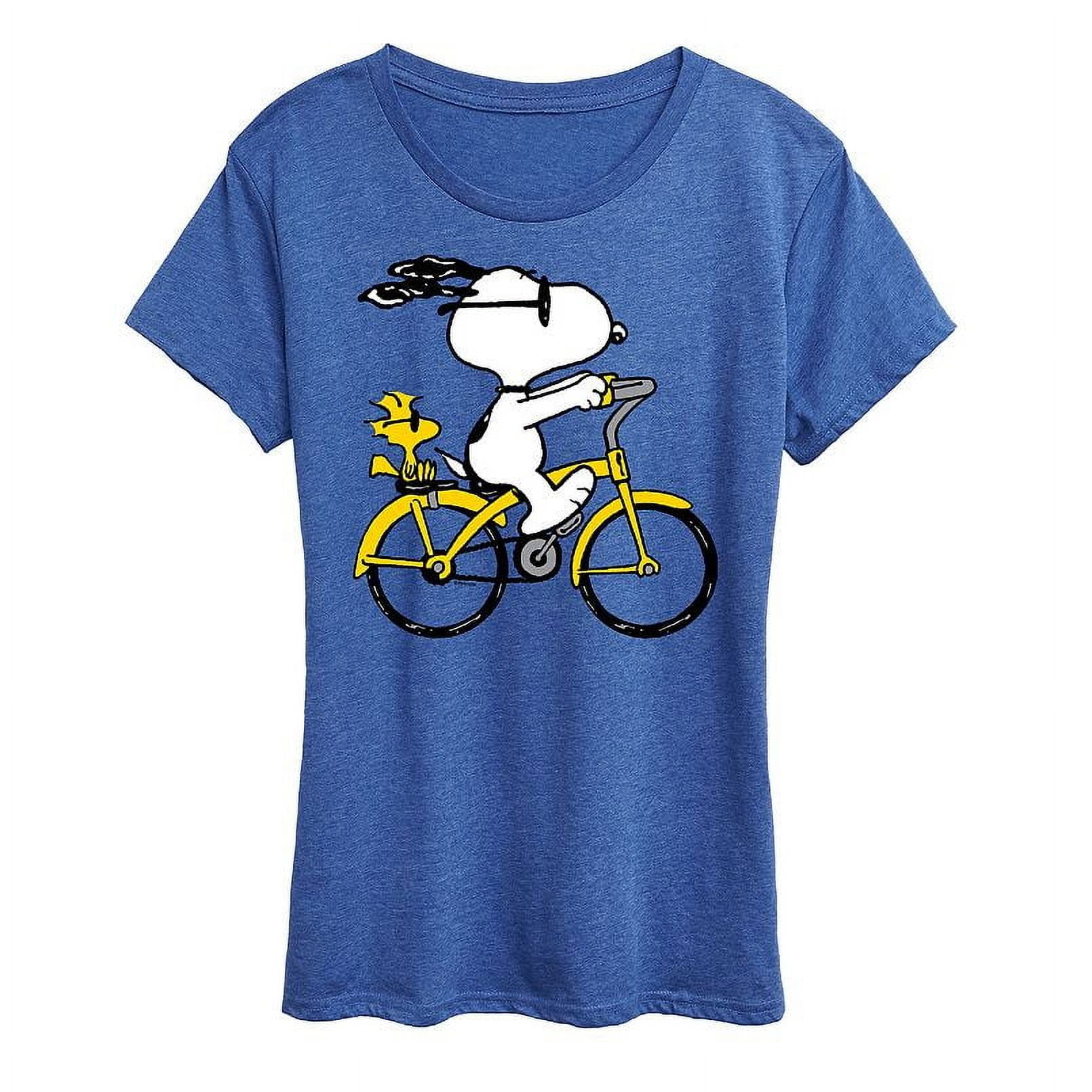 Women's Peanuts Snoopy & Woodstock Riding Bike Graphic Tee - Walmart.com