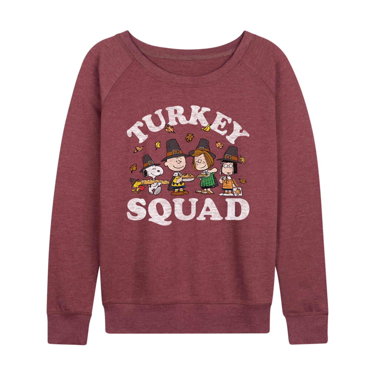 Women's Peanuts Turkey Squad Lightweight French Terry Sweatshirt Color ...