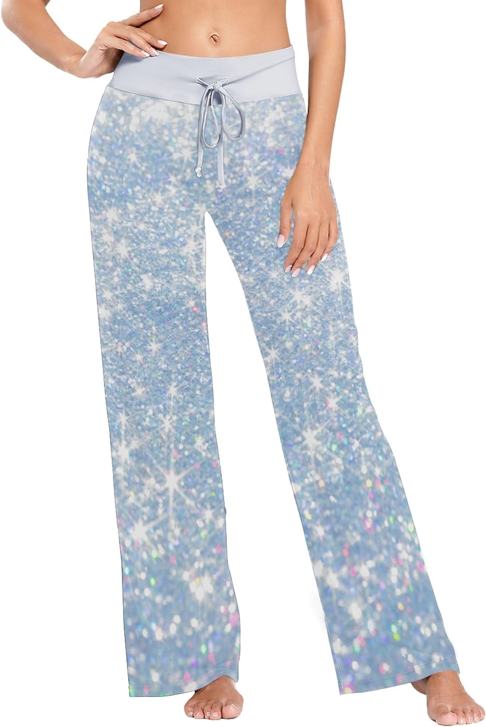 Women's Pearl Sequins Shiny Glitter Pajama Pants, Casual Pajama Bottoms ...