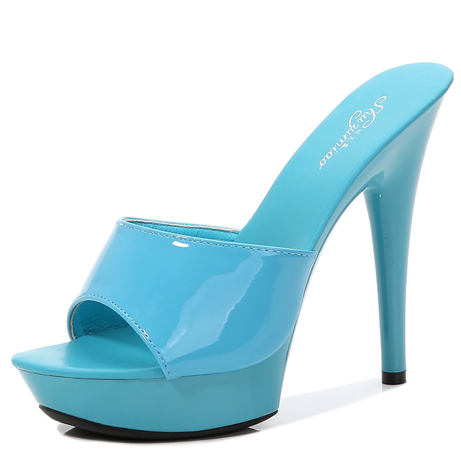 Women's Peep Toe Stiletto platform Sexy Prom Slides 5.12in High Heel ...