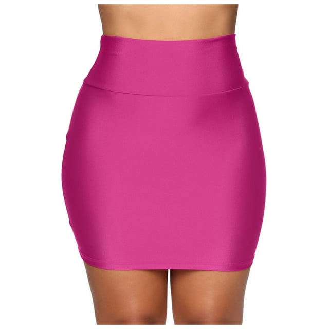 Women's Pencil Mini Skirt High Waisted Stretch Seamless Bodycon Slim ...