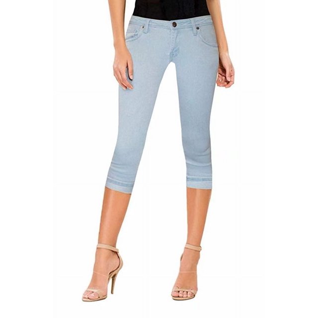 Hybrid & company Women's Perfectly Shaping Stretchy Denim Capri, Capris ...