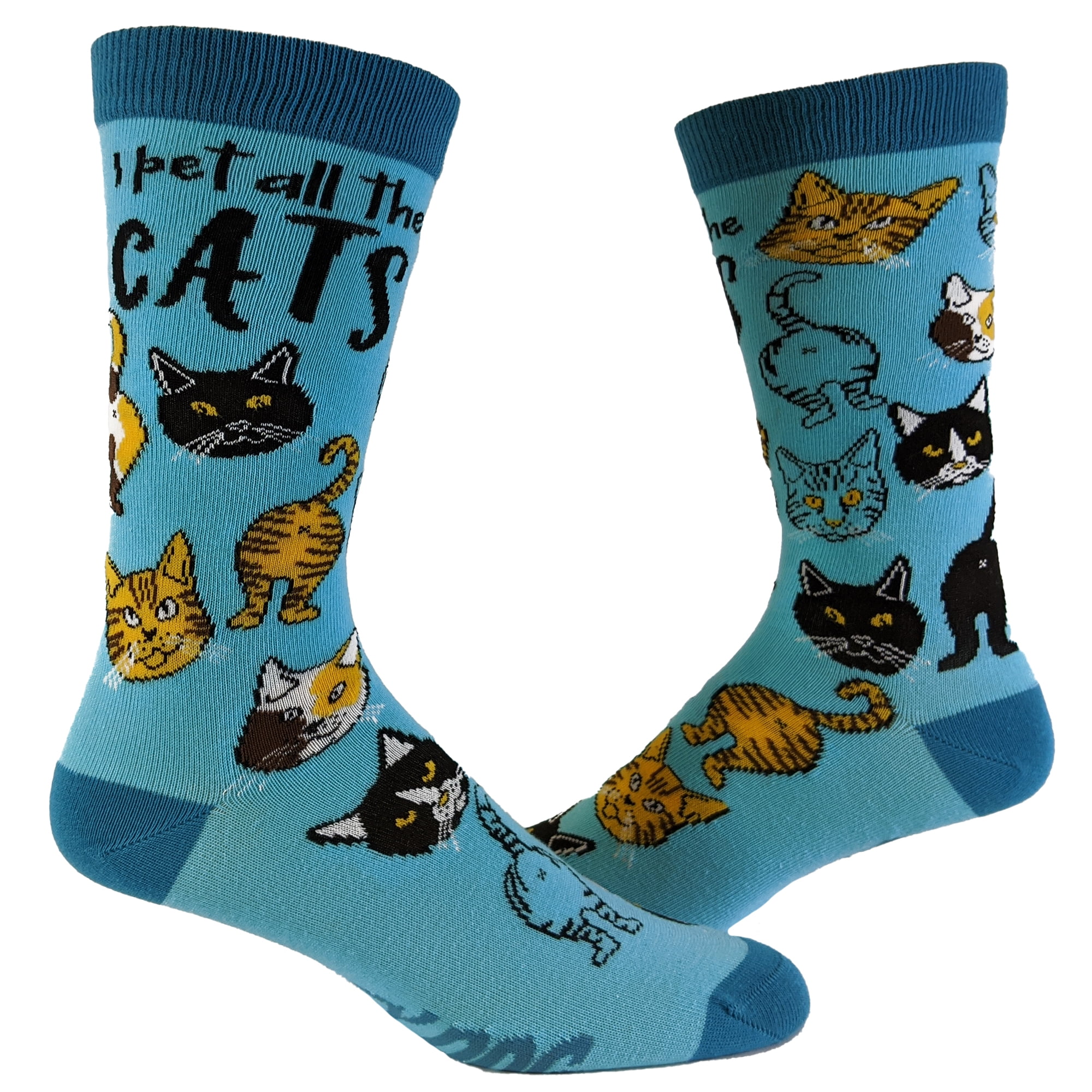 Women's Pet All The Cats Socks Funny Cat Face Hilarious Kitten Novelty ...