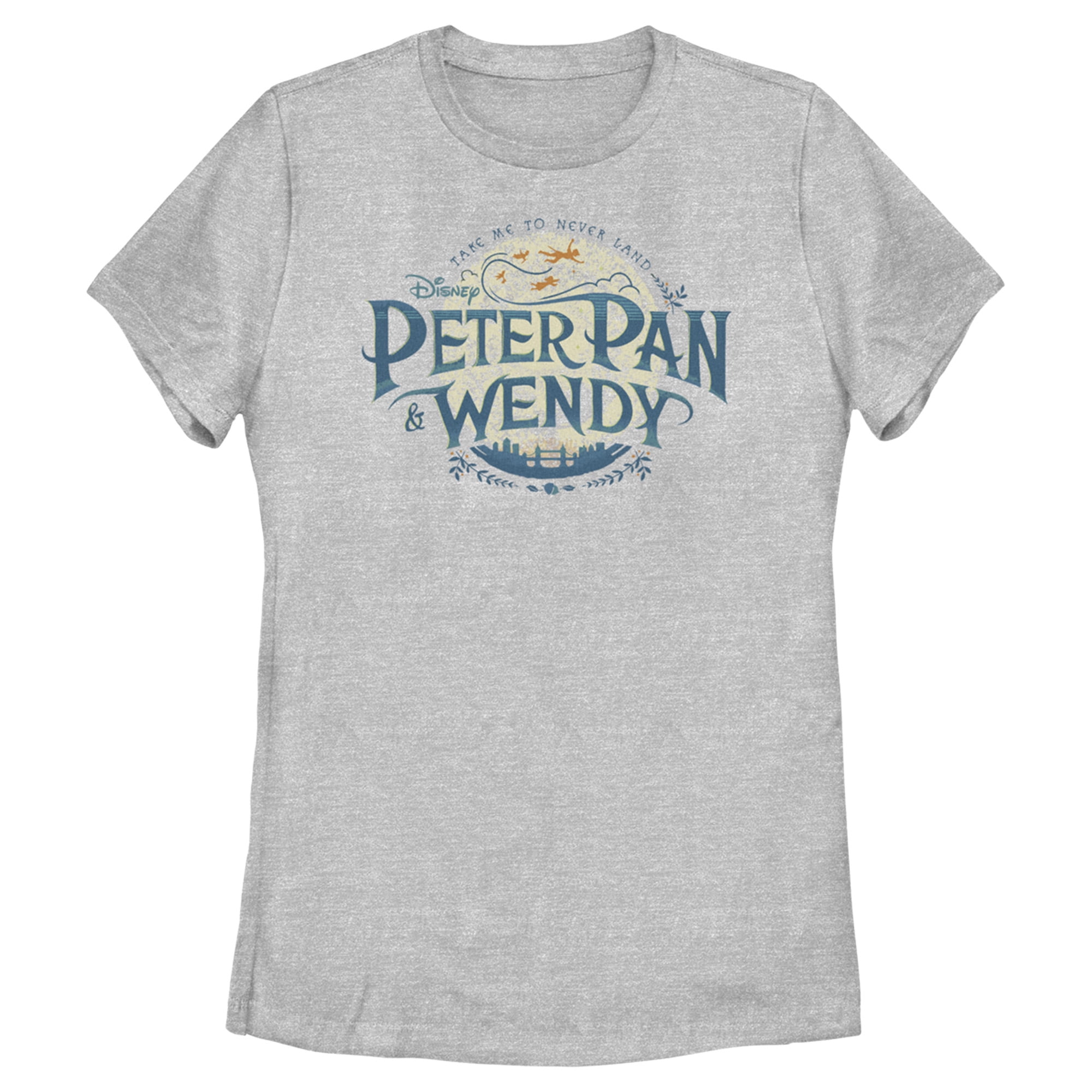 Women's Peter Pan & Wendy Take Me to Never Land Distressed Logo Graphic ...