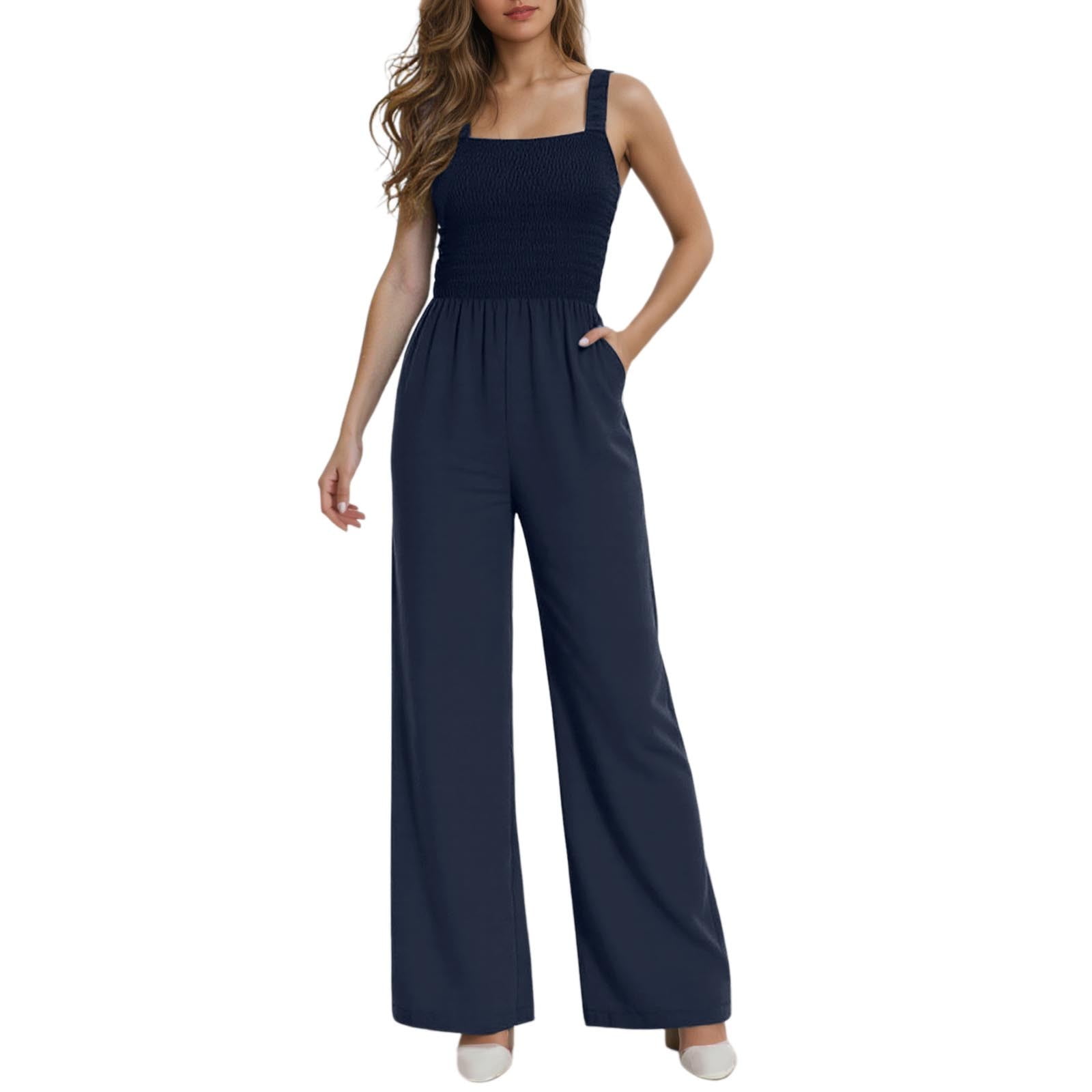 Women's Petite Regular Tall Casual Loose Overalls Jumpsuits Sleeveless ...