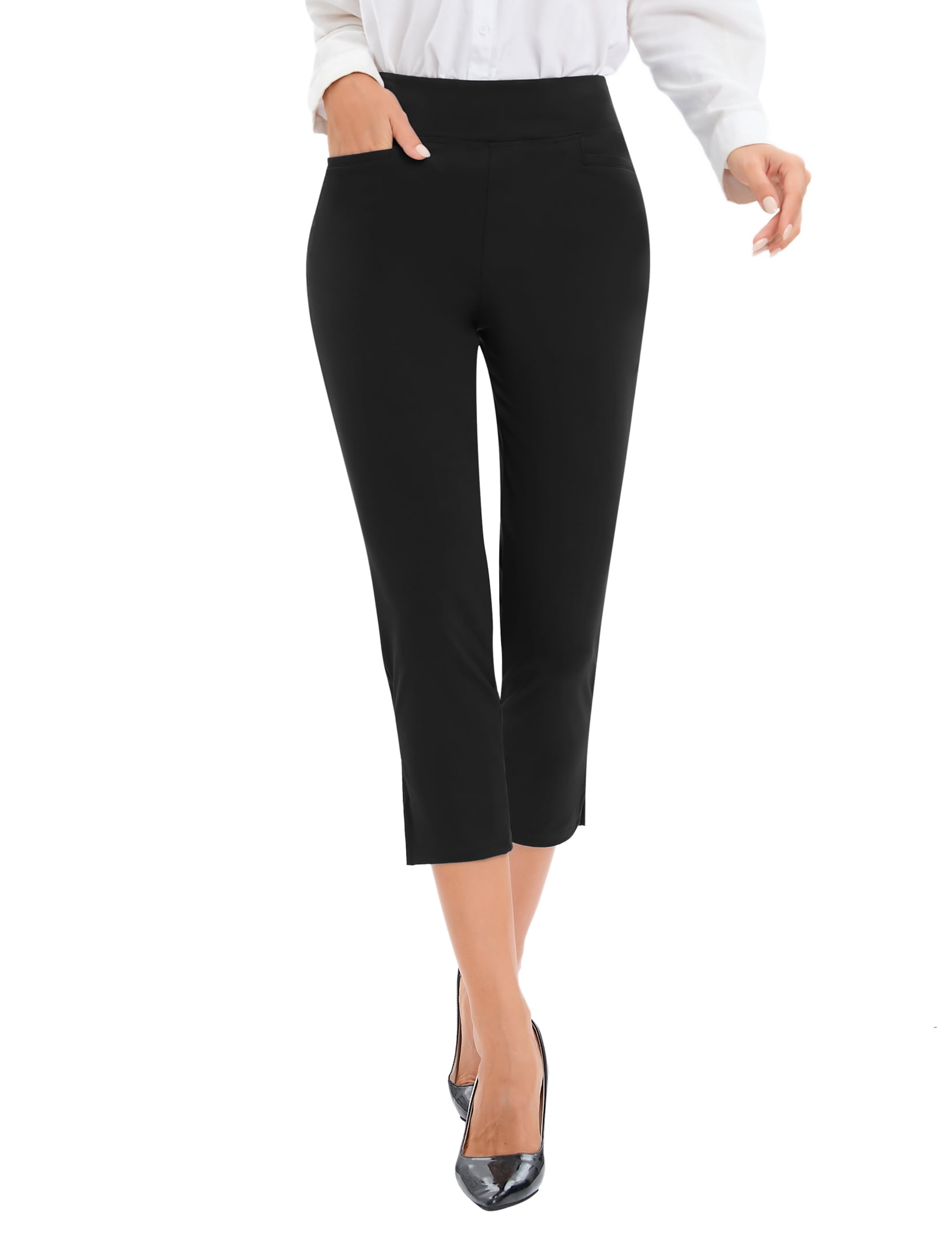Women's Petite/Regular/TallCropped Yoga Dress Pants Capris Stretchy ...