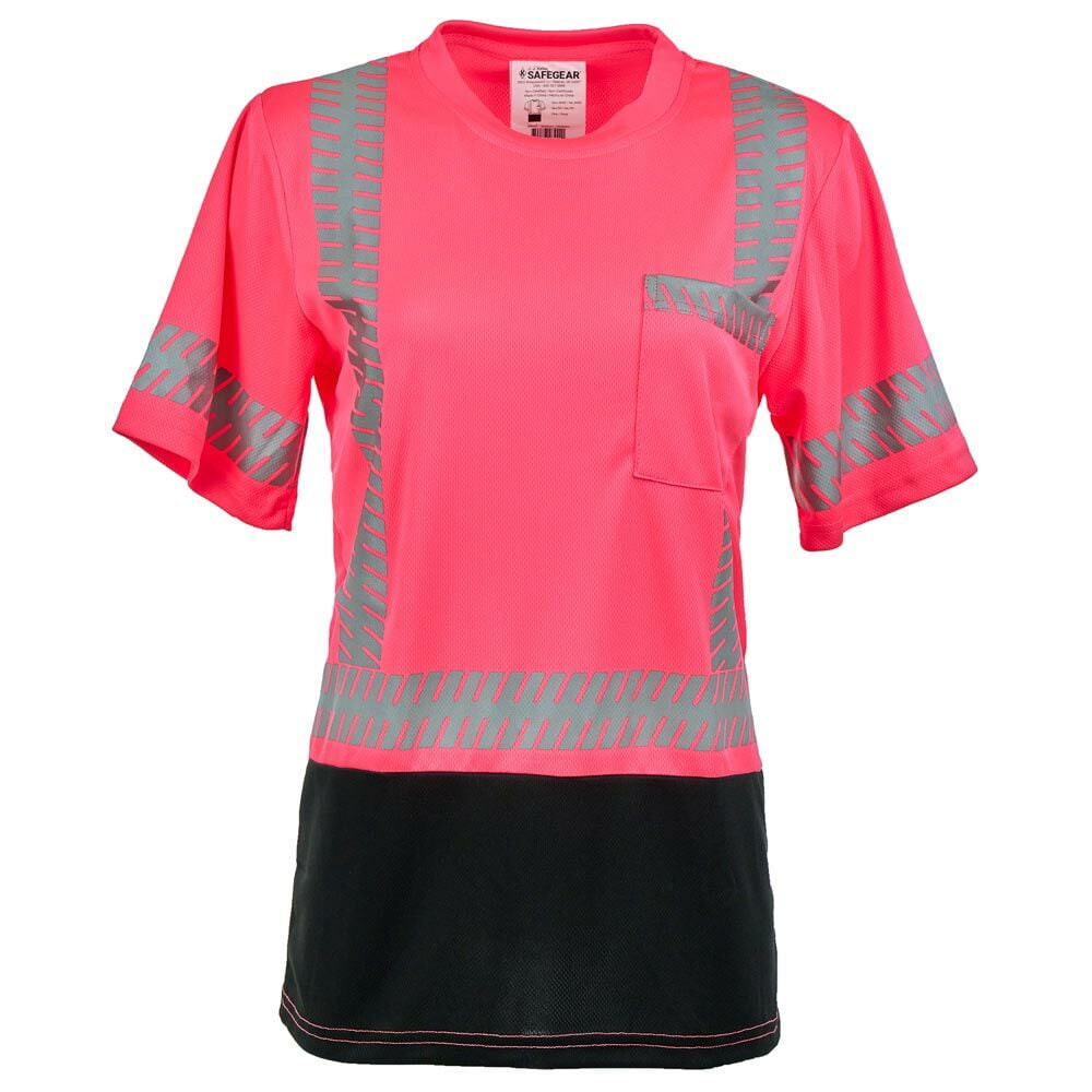Women’s Pink High Visibility Short Sleeve T-Shirt, Class 2, Small ...