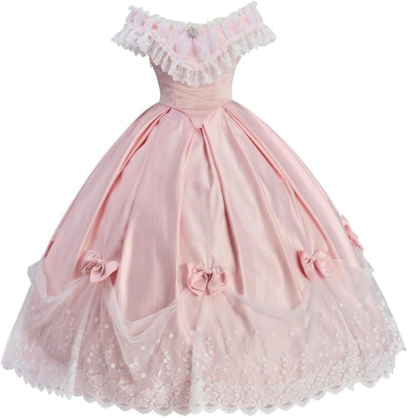 Women's Pink Victorian Rococo Dress Deluxe Off Shoulder Prom Ball Gown ...