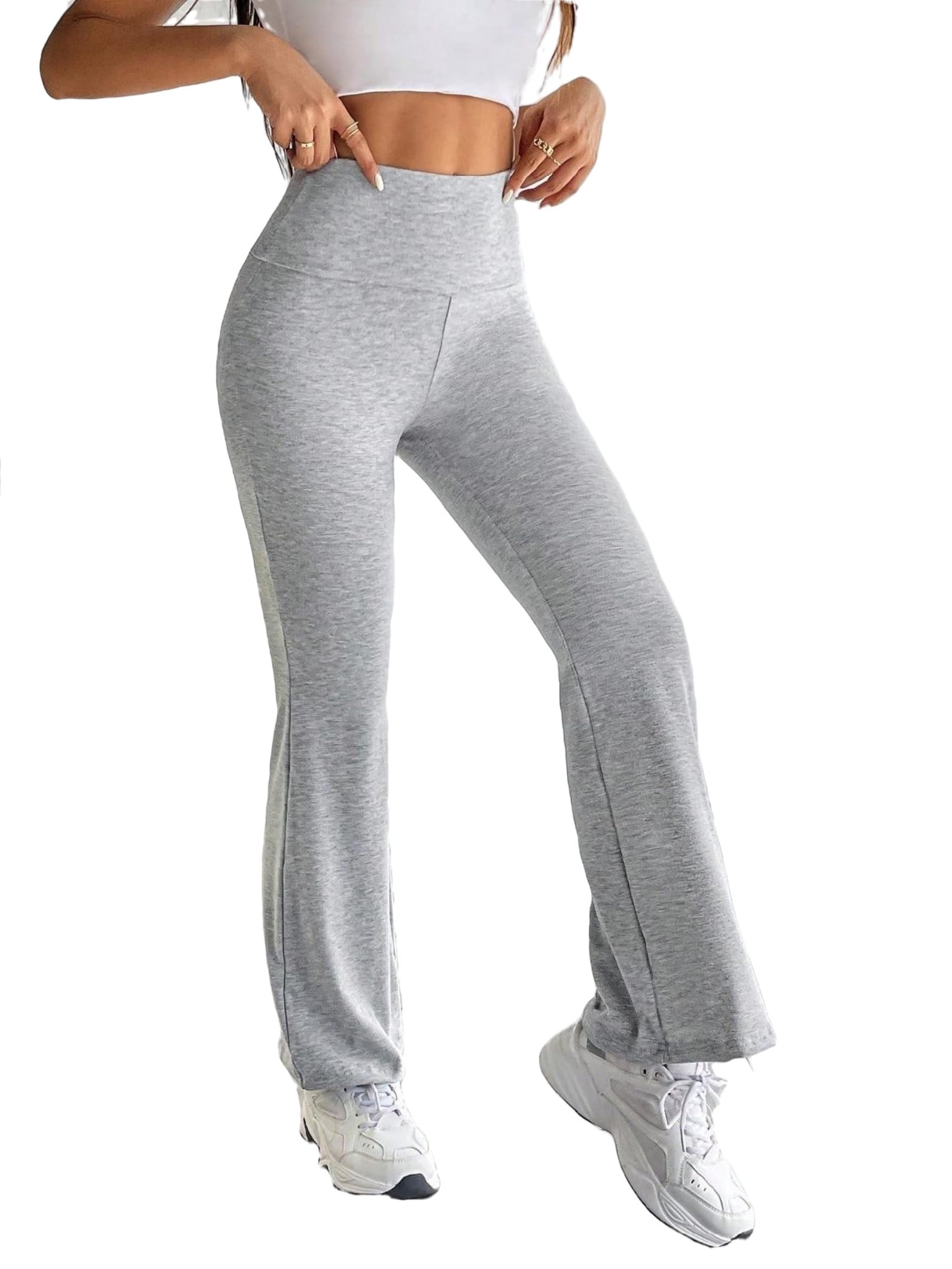 Women's Plain Flare Leg Grey Sweatpants Petite XXS (0) - Walmart.com