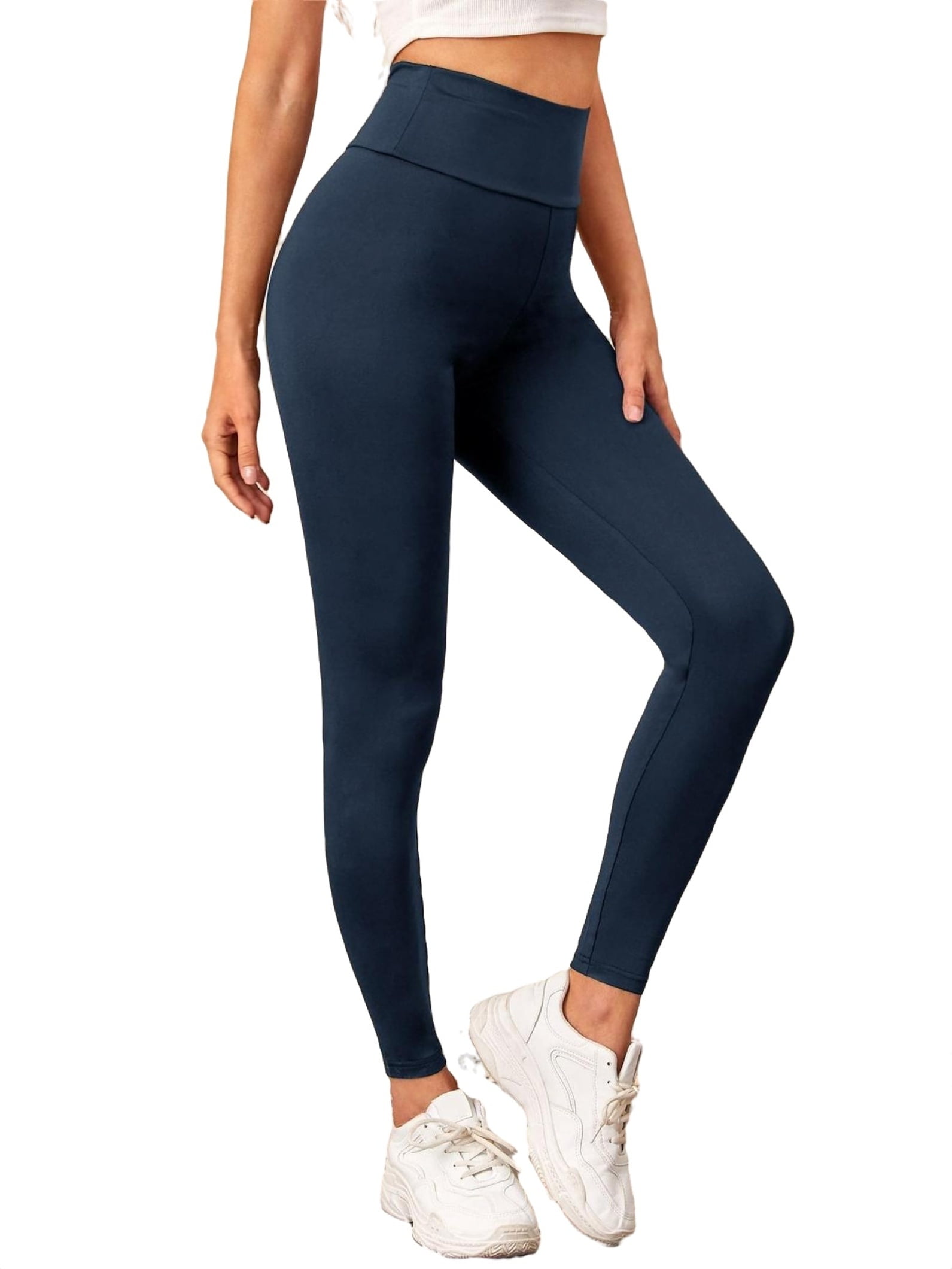 Women's Plain Regular Navy Blue Leggings M (6) - Walmart.com