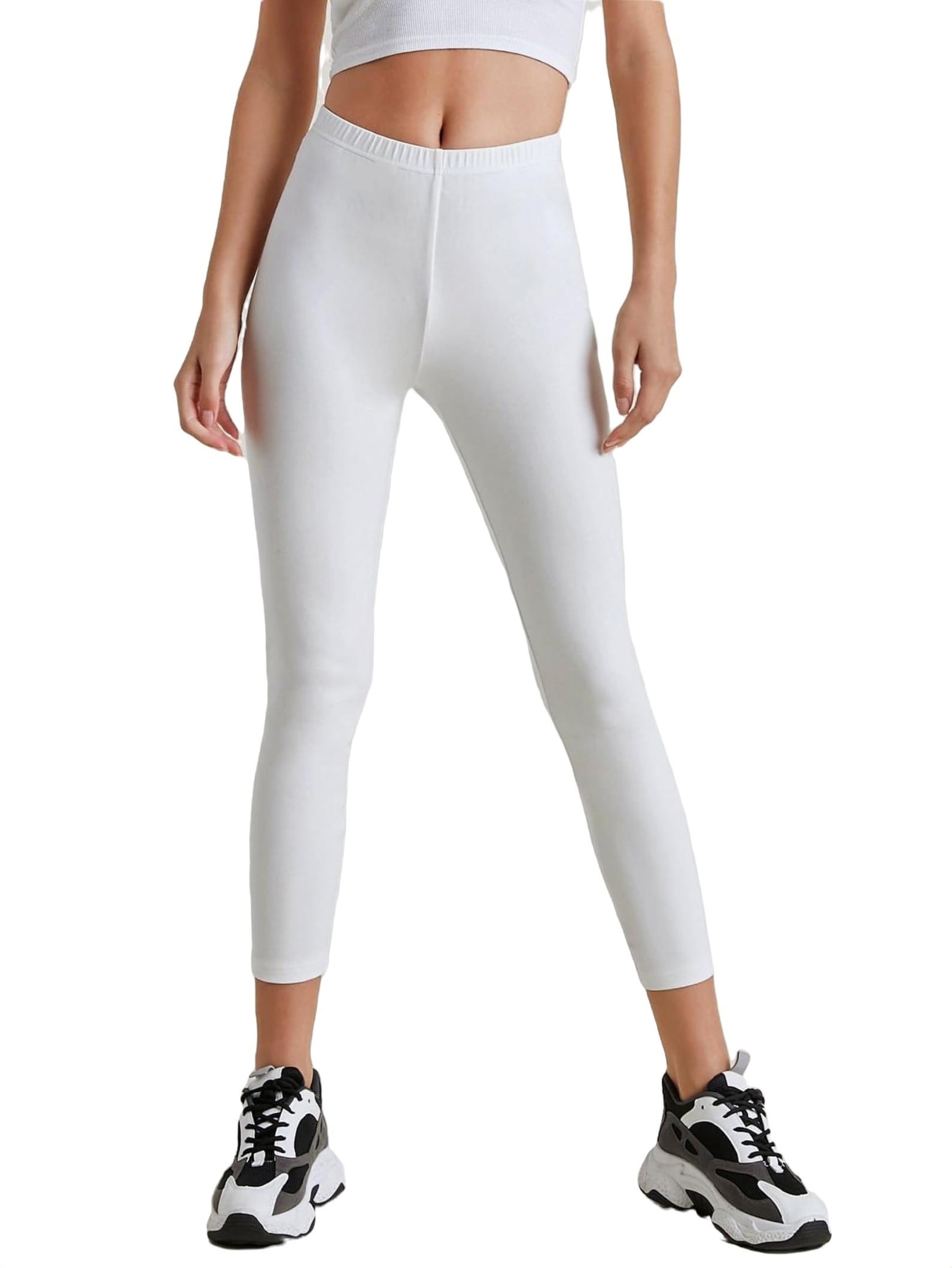 Women s Plain Regular White Leggings XS 2 Walmart