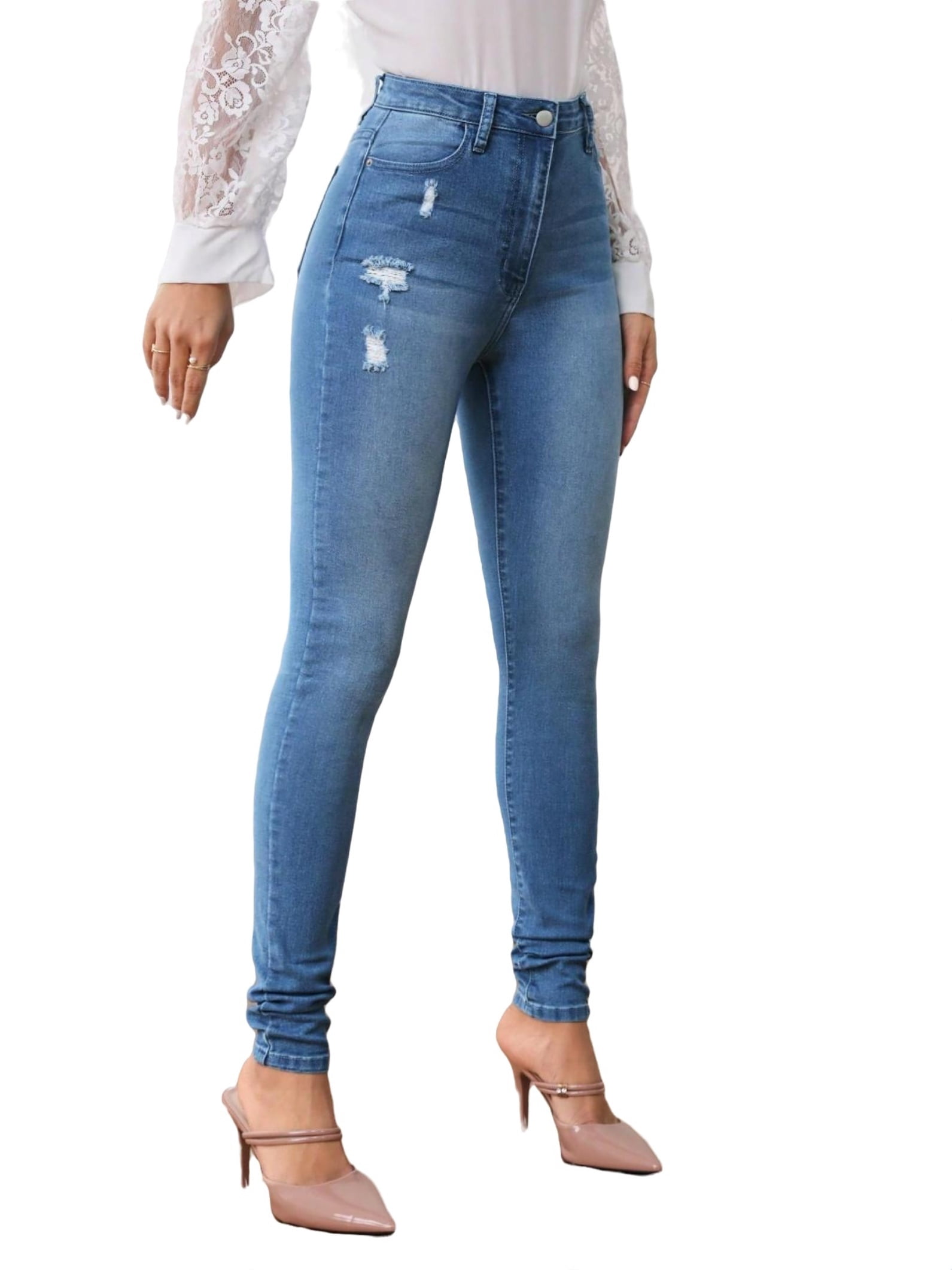Women's Plain Skinny Blue Long Jeans Tall M (6) - Walmart.com