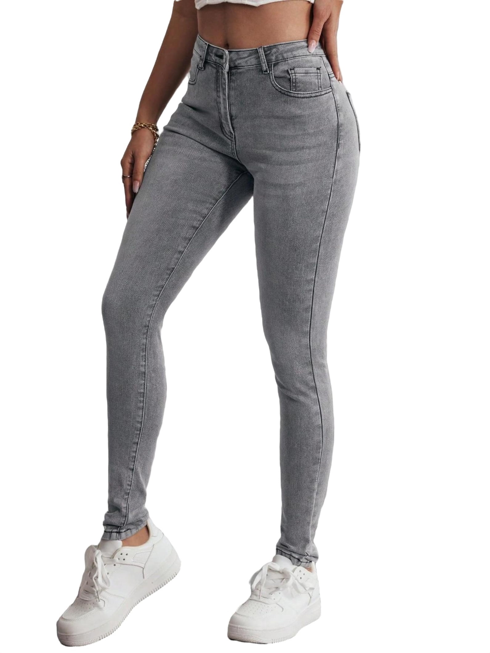 Women's Plain Skinny Grey Long Jeans L (8/10) - Walmart.com