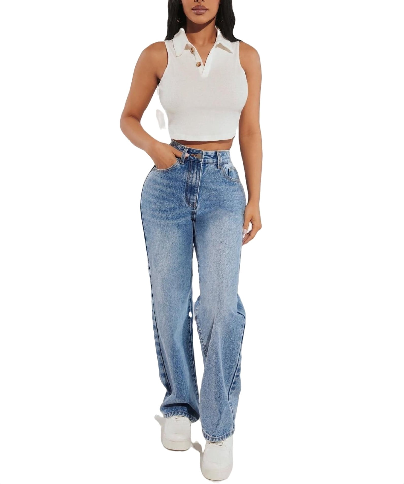 Women's Plain Straight Leg Light Wash Long Jeans Petite XXS (0 ...
