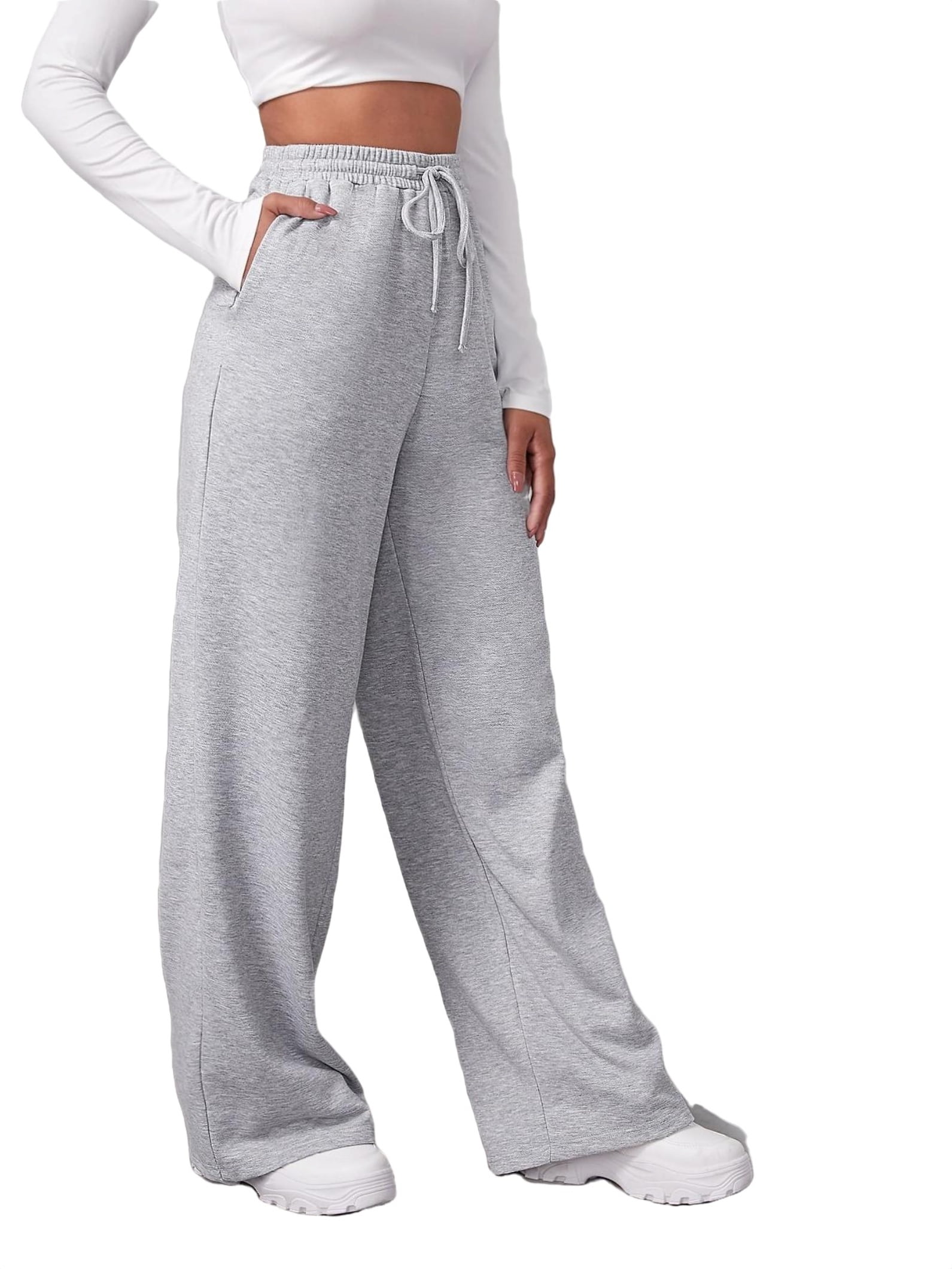 Women's Plain Wide Leg Light Grey Sweatpants L (8/10) - Walmart.com