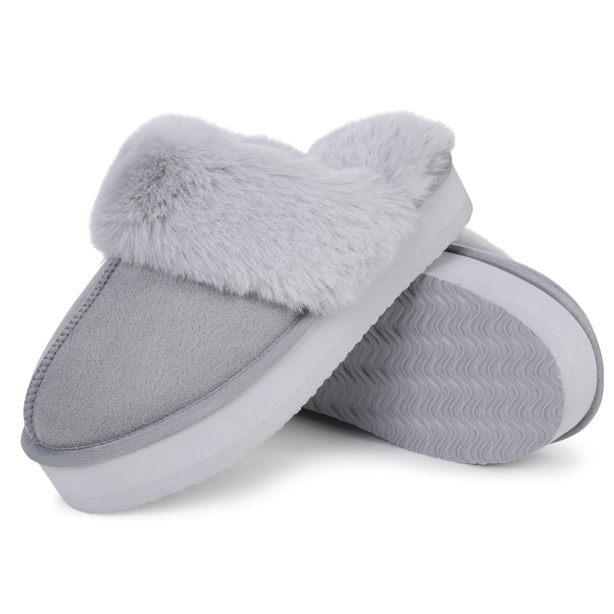 Women's Platform Slippers, Thick Sole Cute Cozy Fluffy Plush Lining ...