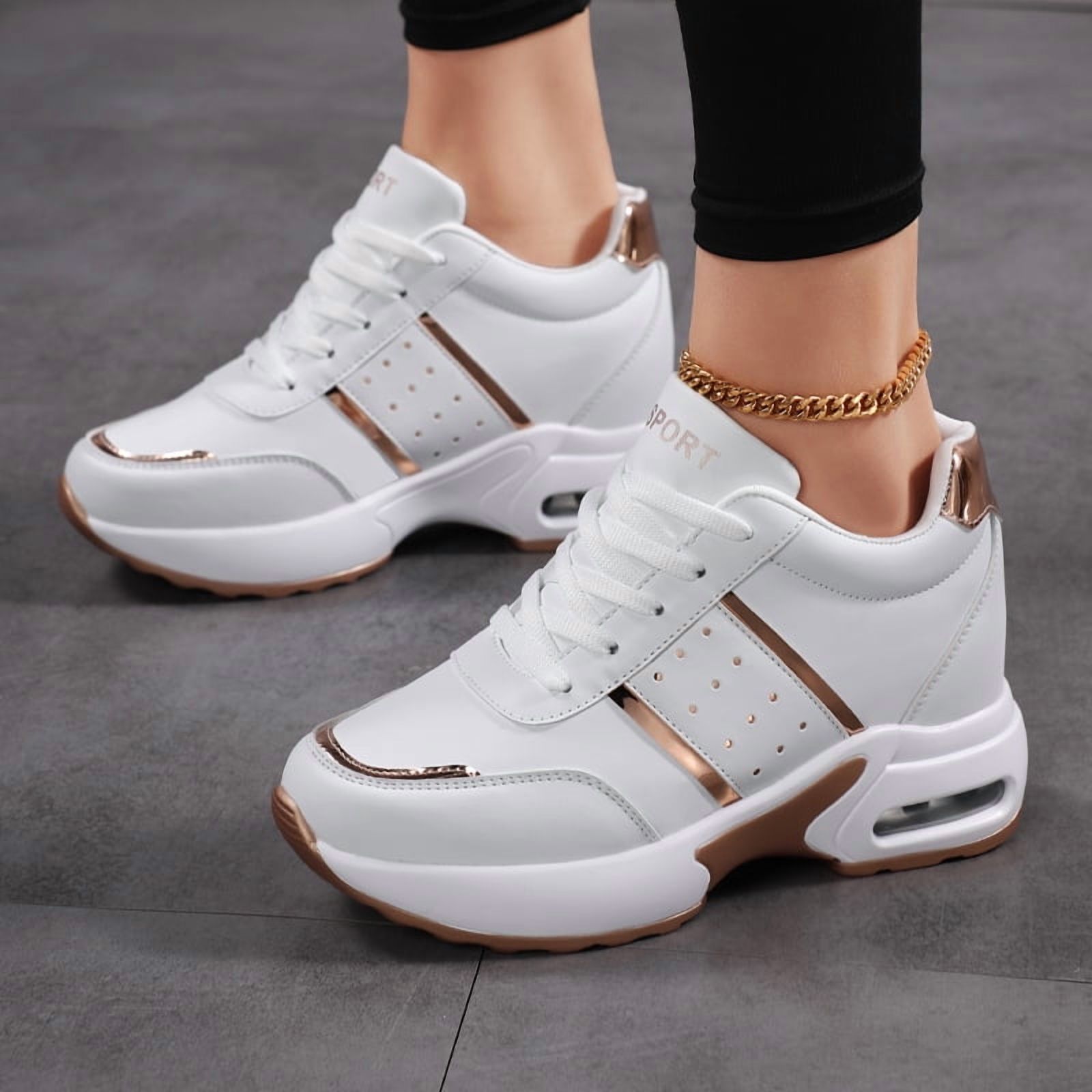 Women's Platform Sneakers Wedges Lace Up Shoes Increase Fashion ...