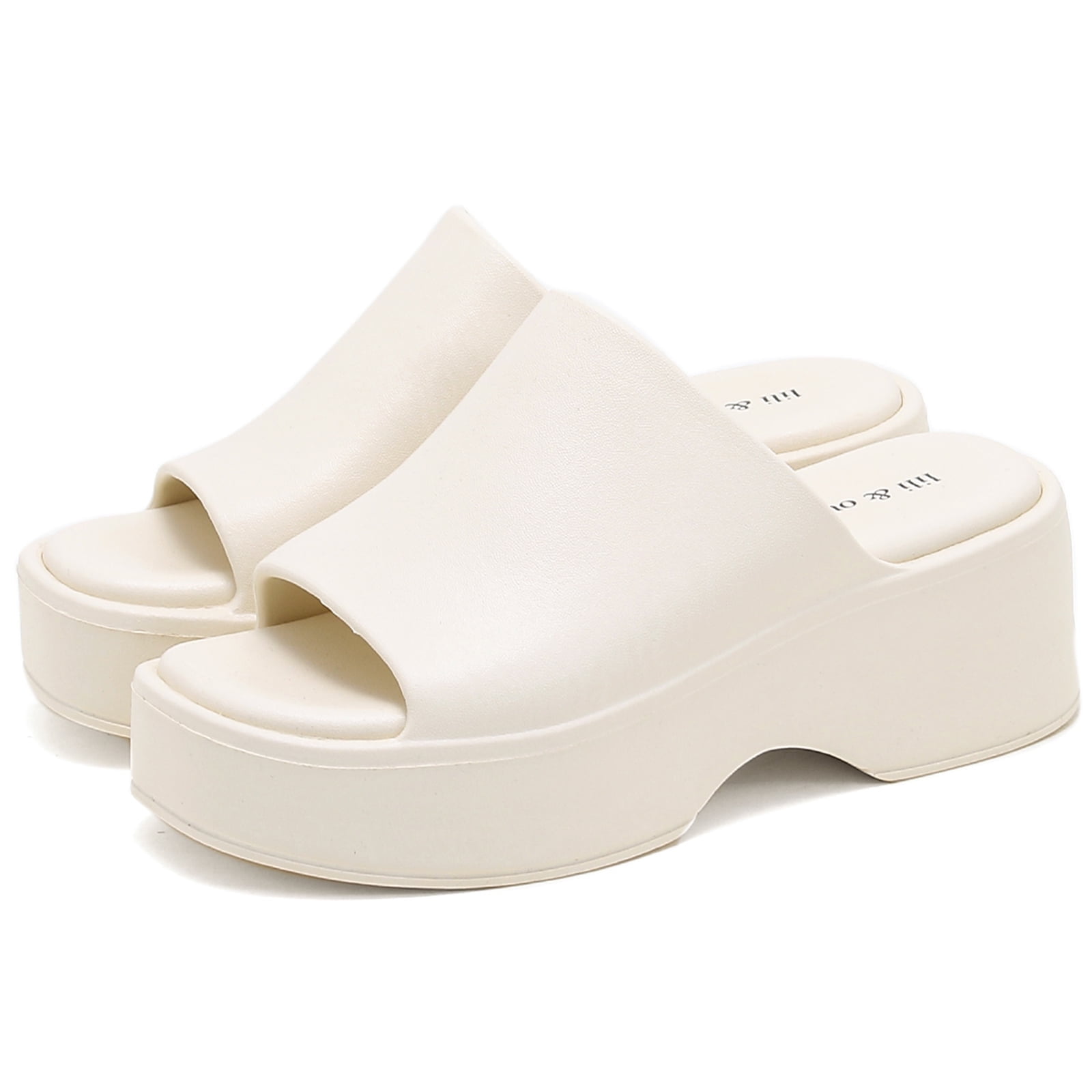 Women's Platform Wedge Sandals Comfort Black Open Toe Slip On Wedges ...