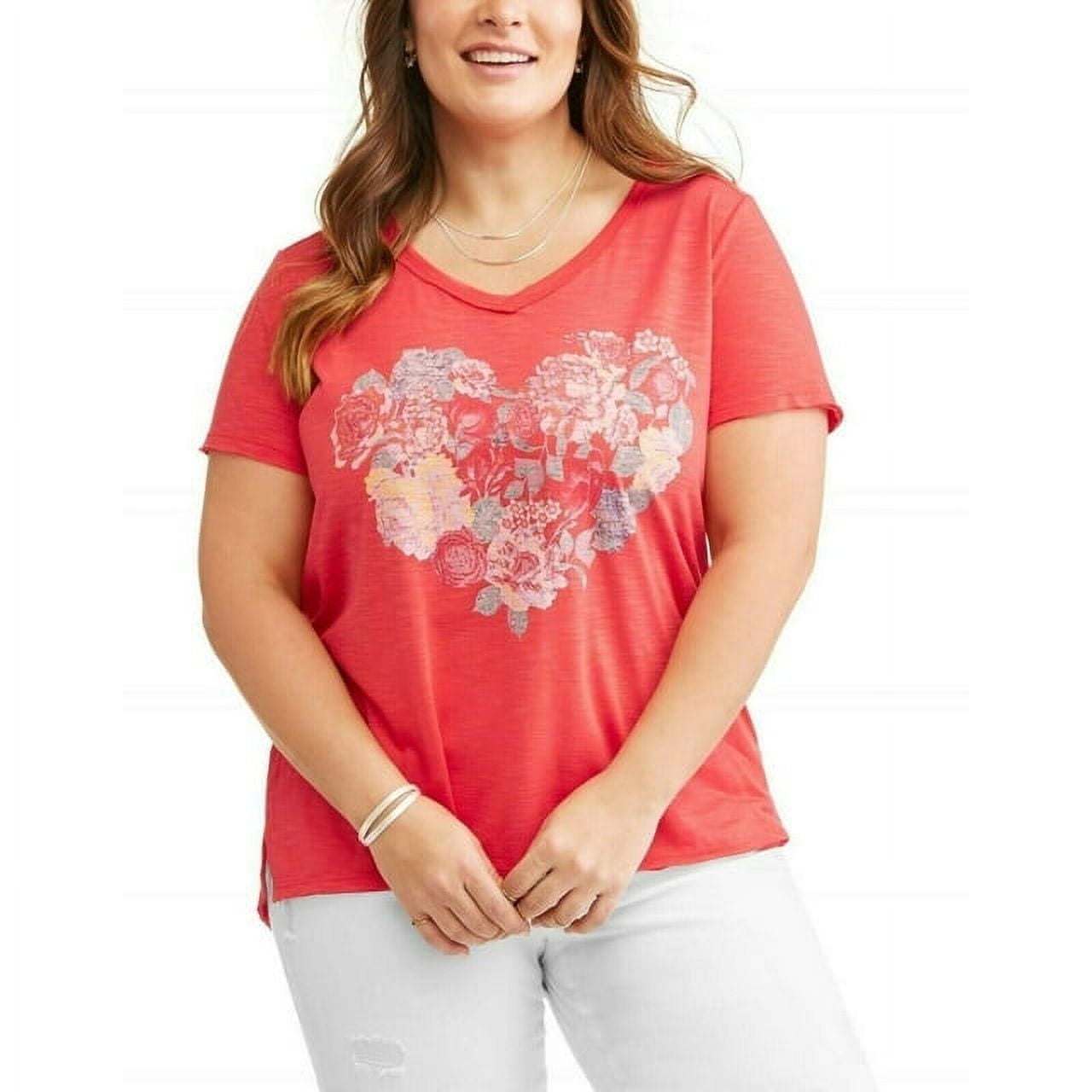 Women's Plus Graphic Tee with Raw Edge - Walmart.com