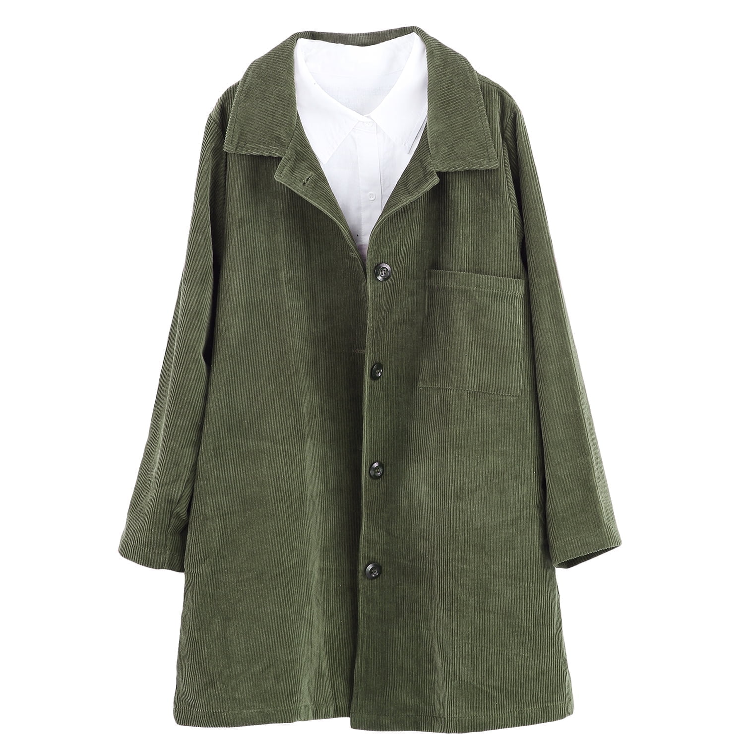 Women's Plus Jacket Coat Loose Button Down Corduroy Shirt Jacket ...