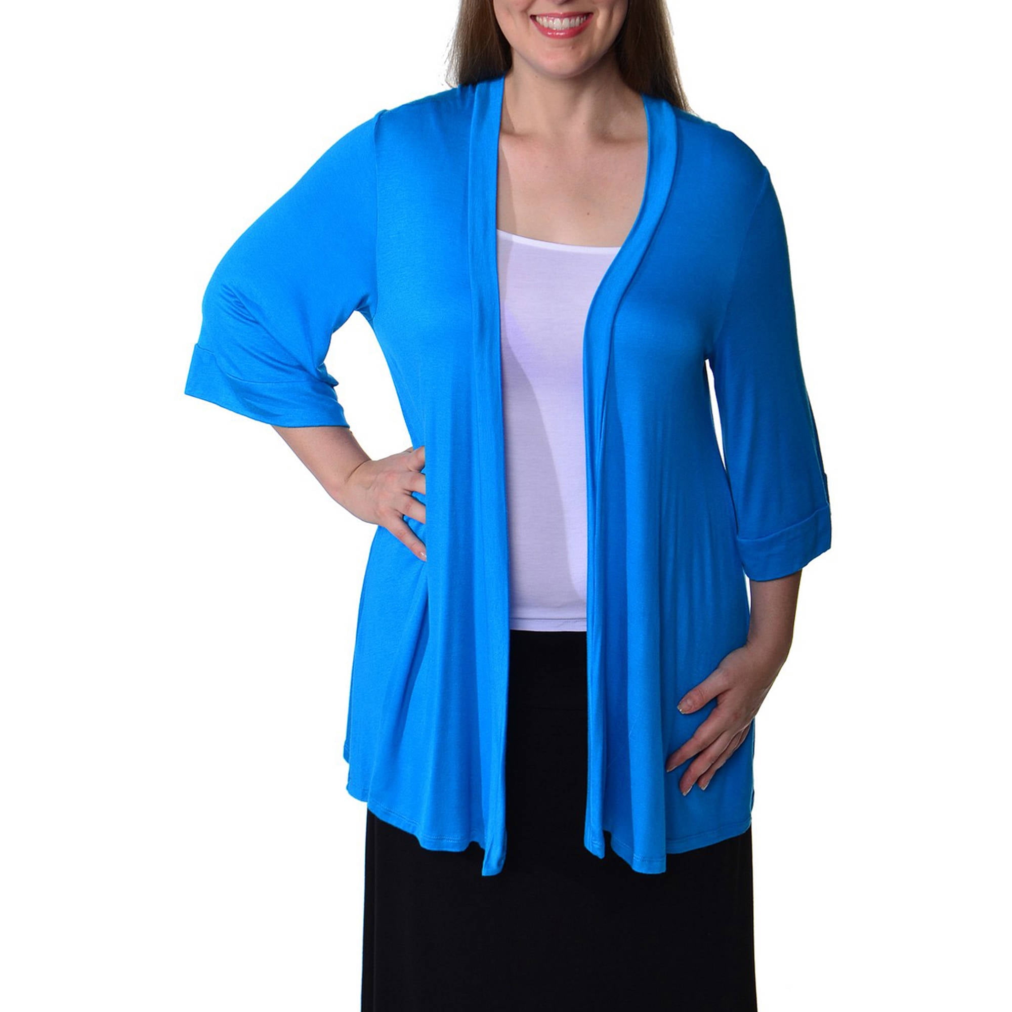 Women's Plus Size 3/4 Sleeve Open Shrug - Walmart.com