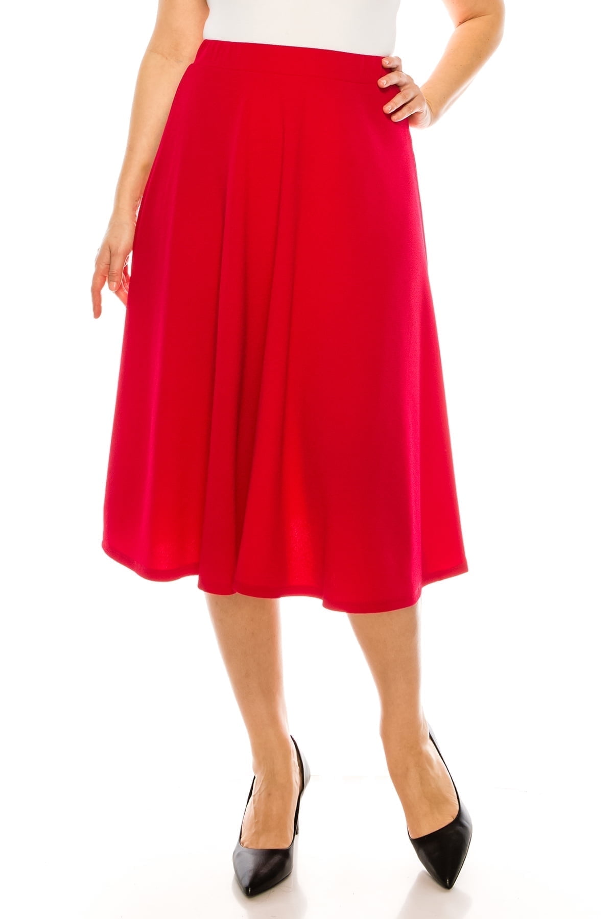 MOA Collection Women's Plus Size A-Line Casual Flared Elastic Band ...